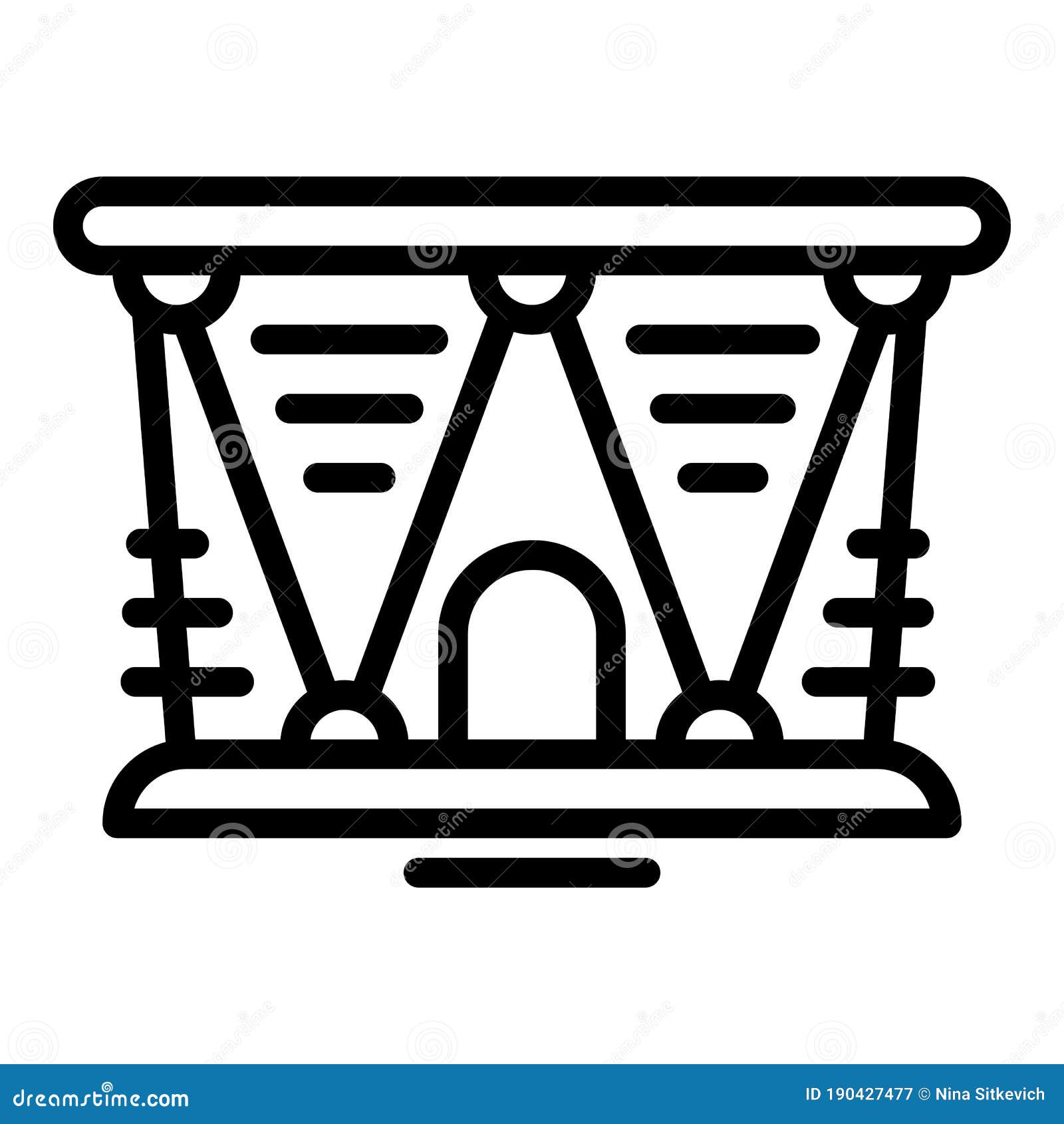 Arena Building Or Soccer, Football Stadiums Icons Vector Illustration ...