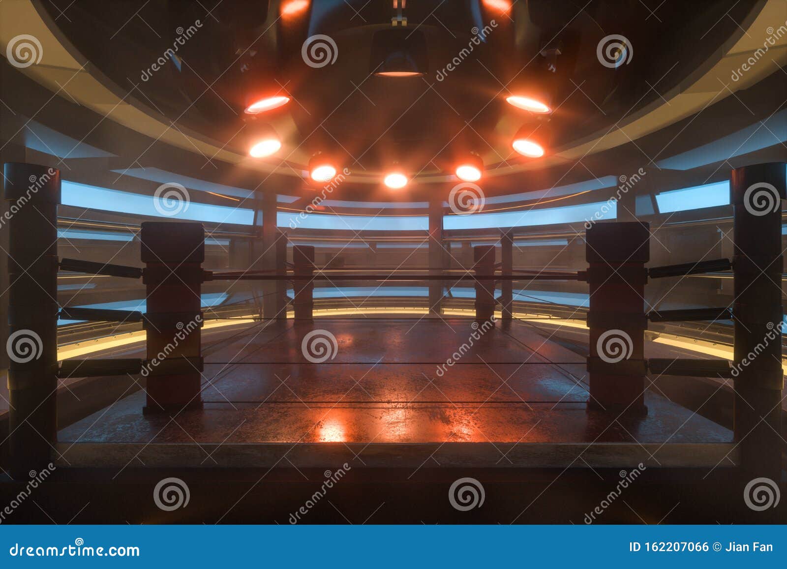 The Arena in a Dark Room, 3d Rendering Stock Illustration ...
