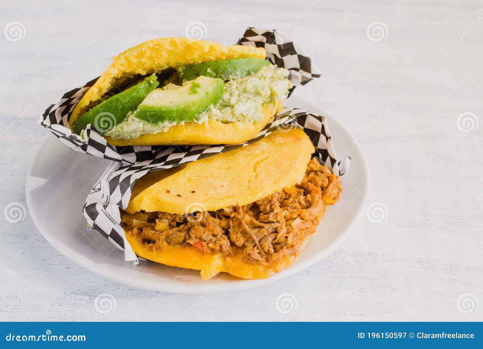 Arepa on a White Background, Side View Stock Image - Image of food ...