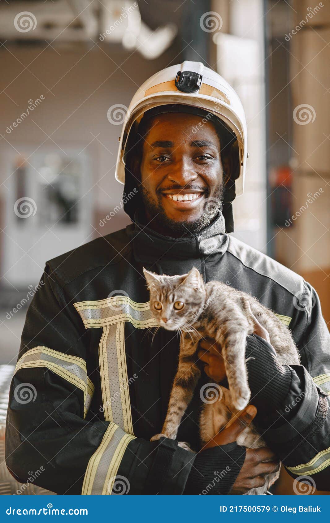 Portrait of a Firefighter Standing in Front of a Fire Engine Stock ...