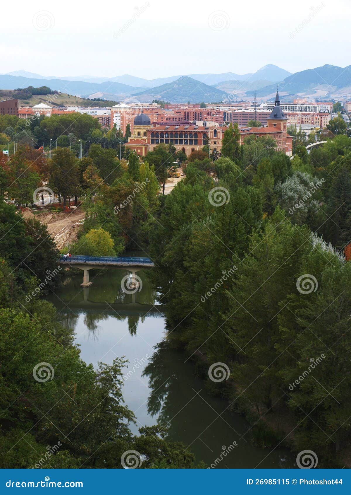 Arga River Across Pamplona stock image. Image of aerial - 26985115