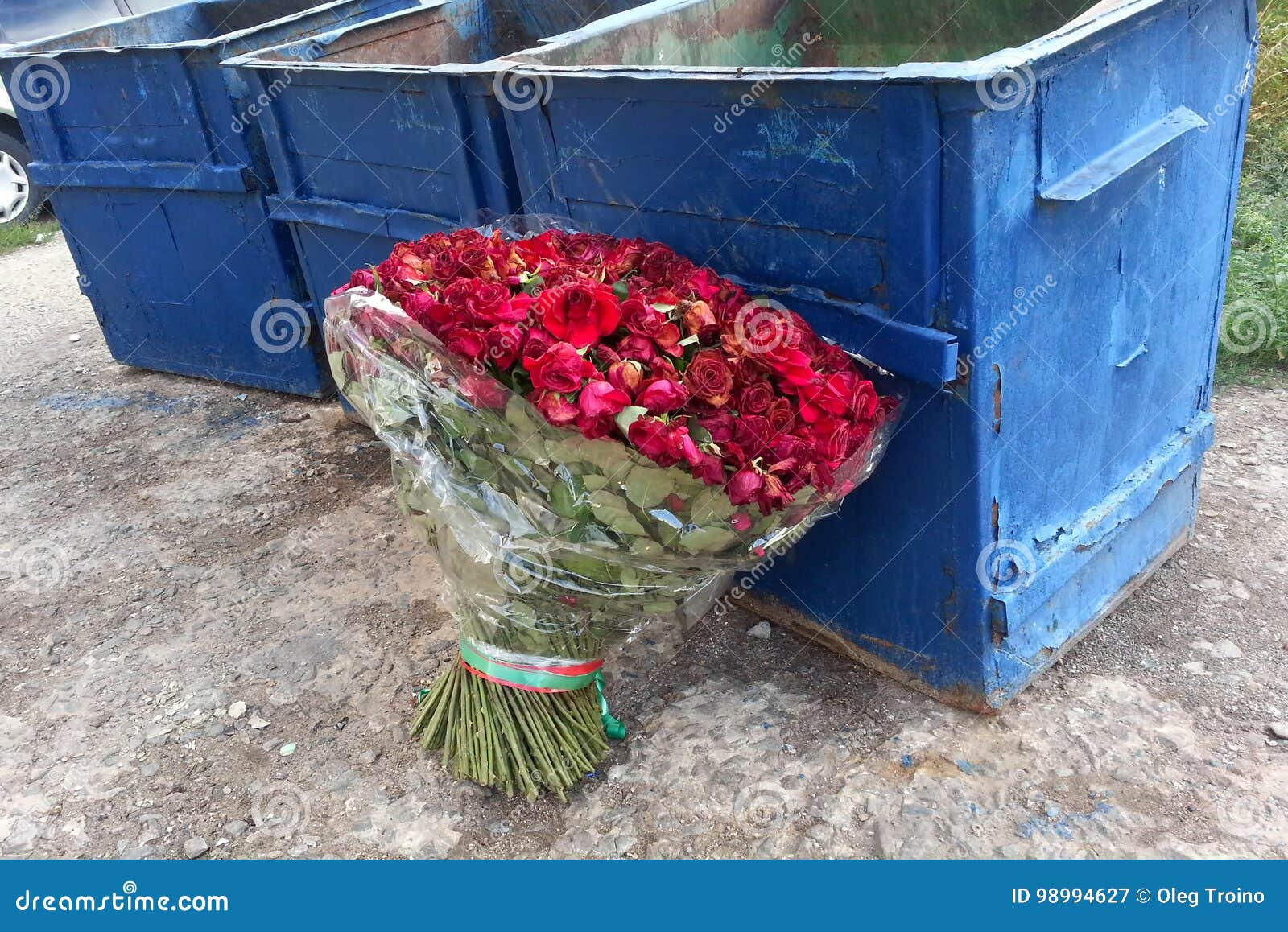 Arge Bouquet of Red Roses Thrown on the Street the Dump Stock Image ...