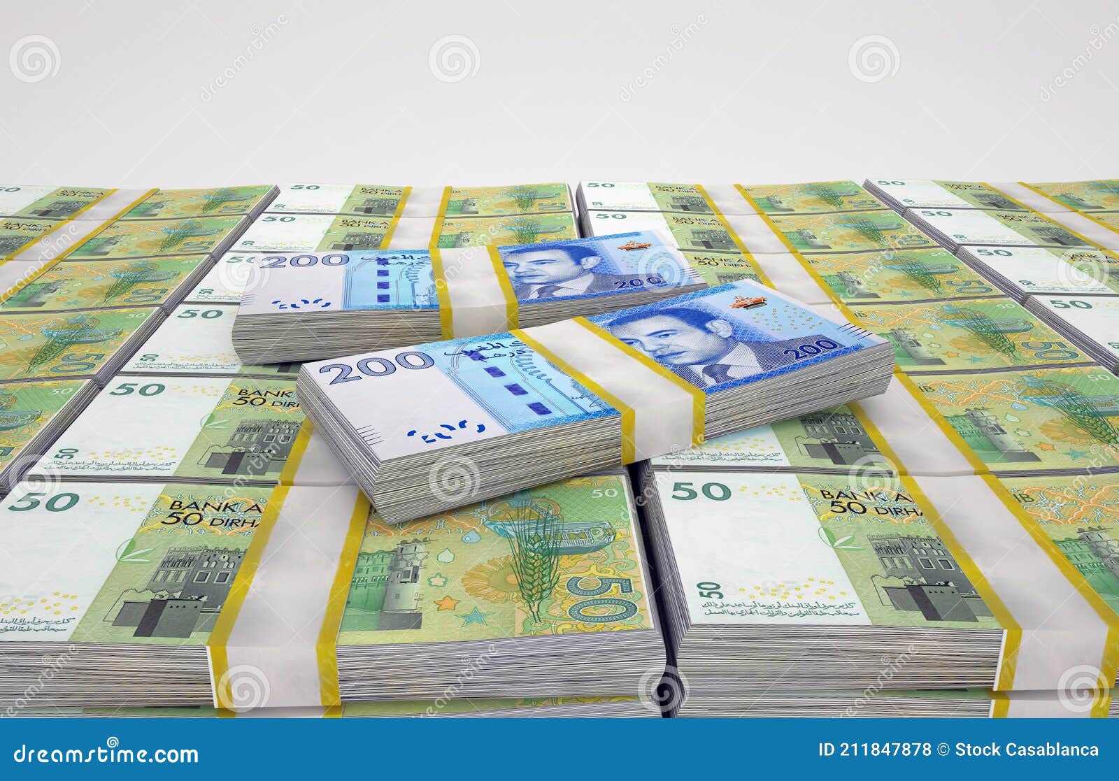 Argent Du Maroc 200 Et 50 Dirhams. L'économie Du Maroc Rendu 3d ...