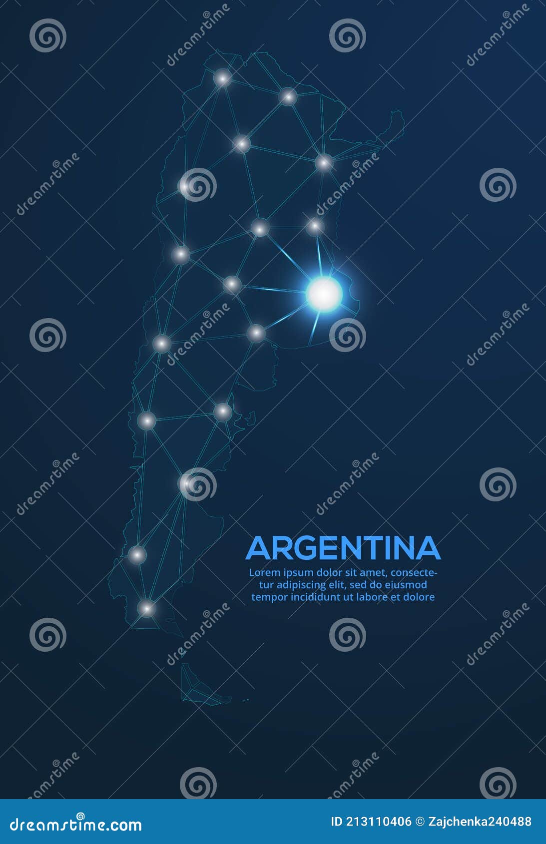 Argentina Communication Network Map. Vector Low Poly Image of a Global ...