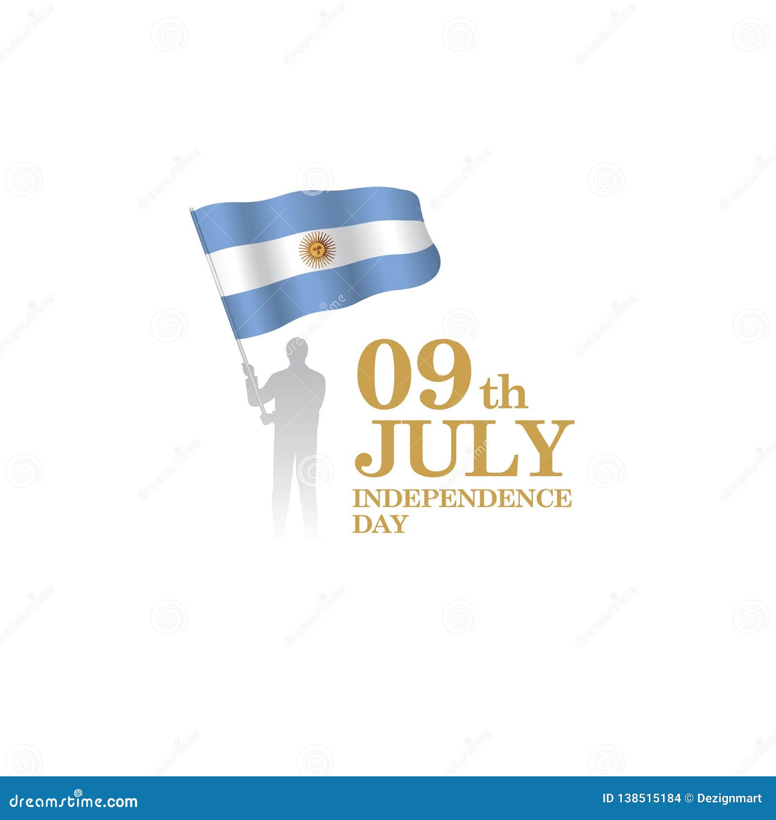 9th July National Day Logo with Argentina Flag Stock Vector ...