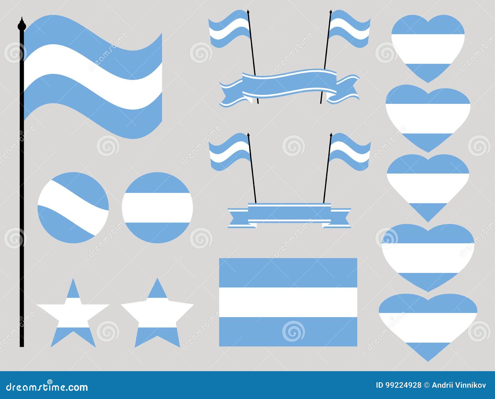 Argentina Symbols Flat Icons Collection Vector Illustration 209996326