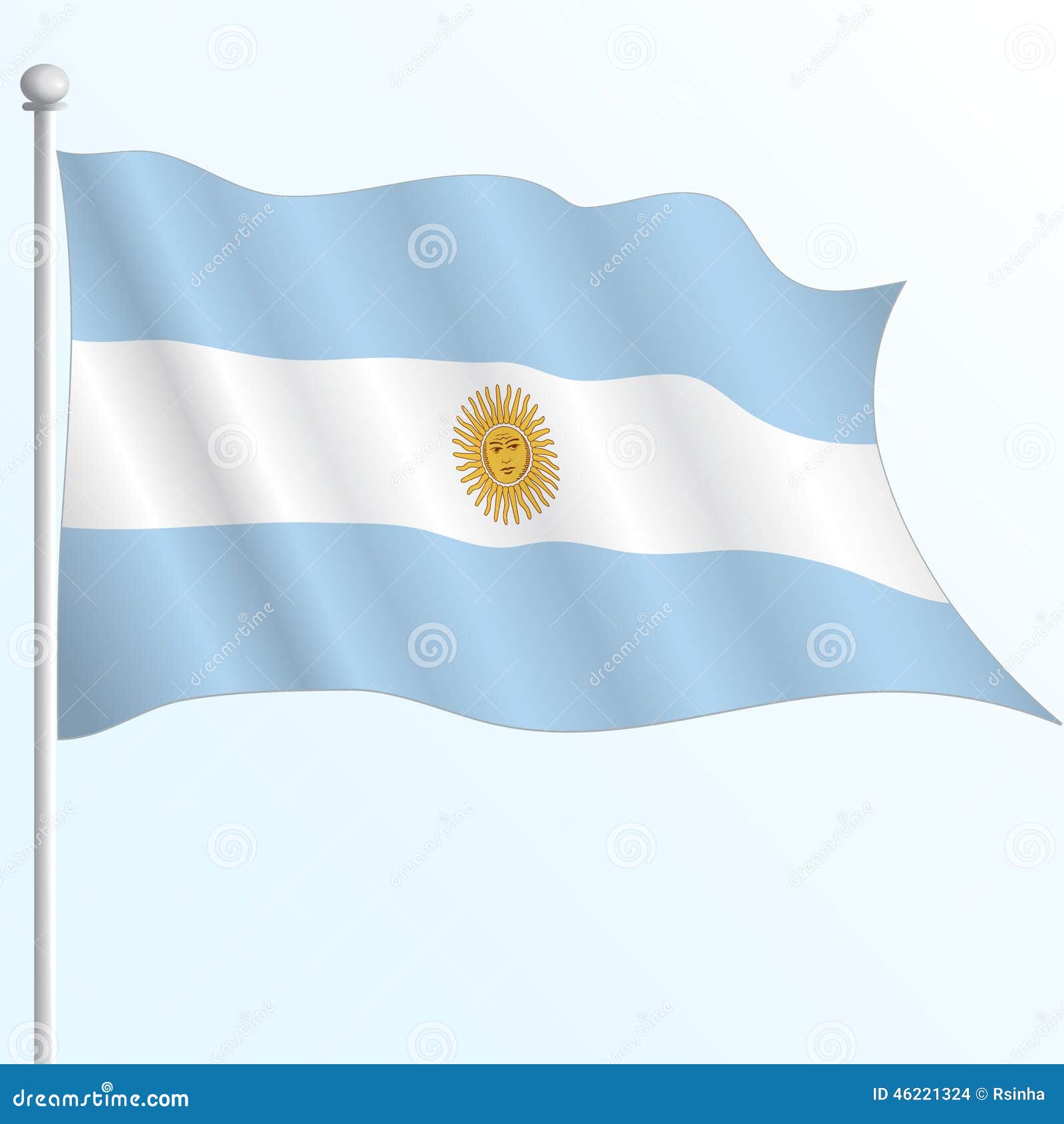 Argentina Flag Background. Wavy Ribbon Argentina Flag Colors On A Blue ...