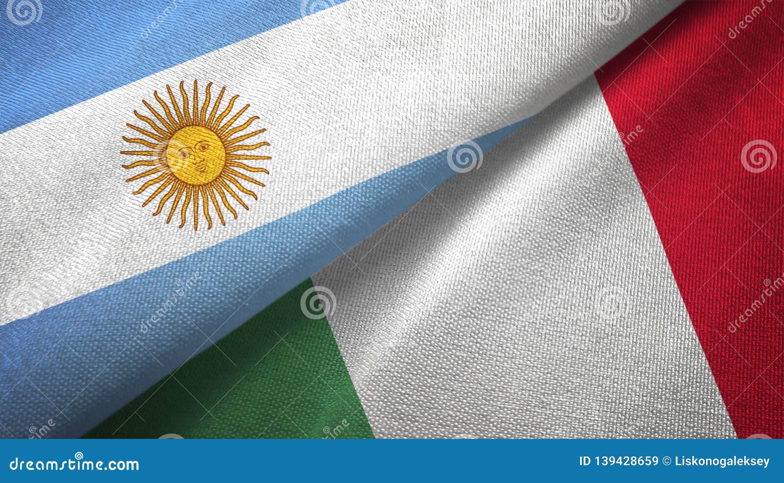 Argentina and Italy Two Flags Textile Cloth, Fabric Texture Stock ...