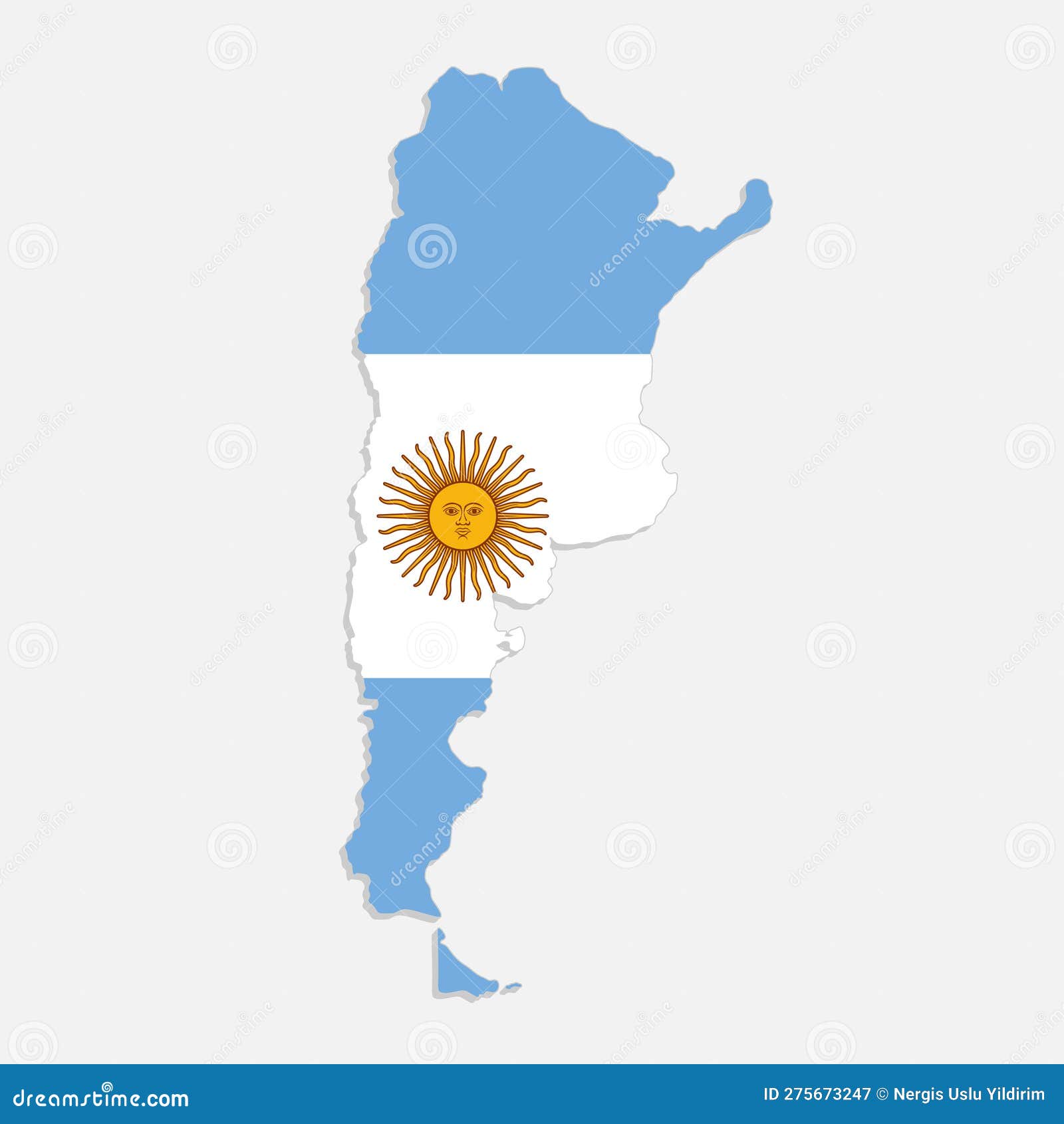 Argentina flag map stock vector. Illustration of political - 275673247
