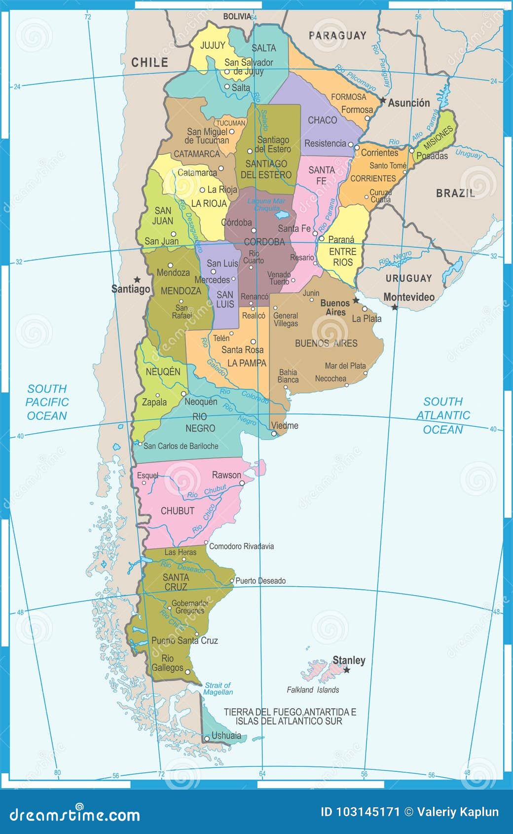 Argentina Map - Vector Illustration Stock Illustration - Illustration ...
