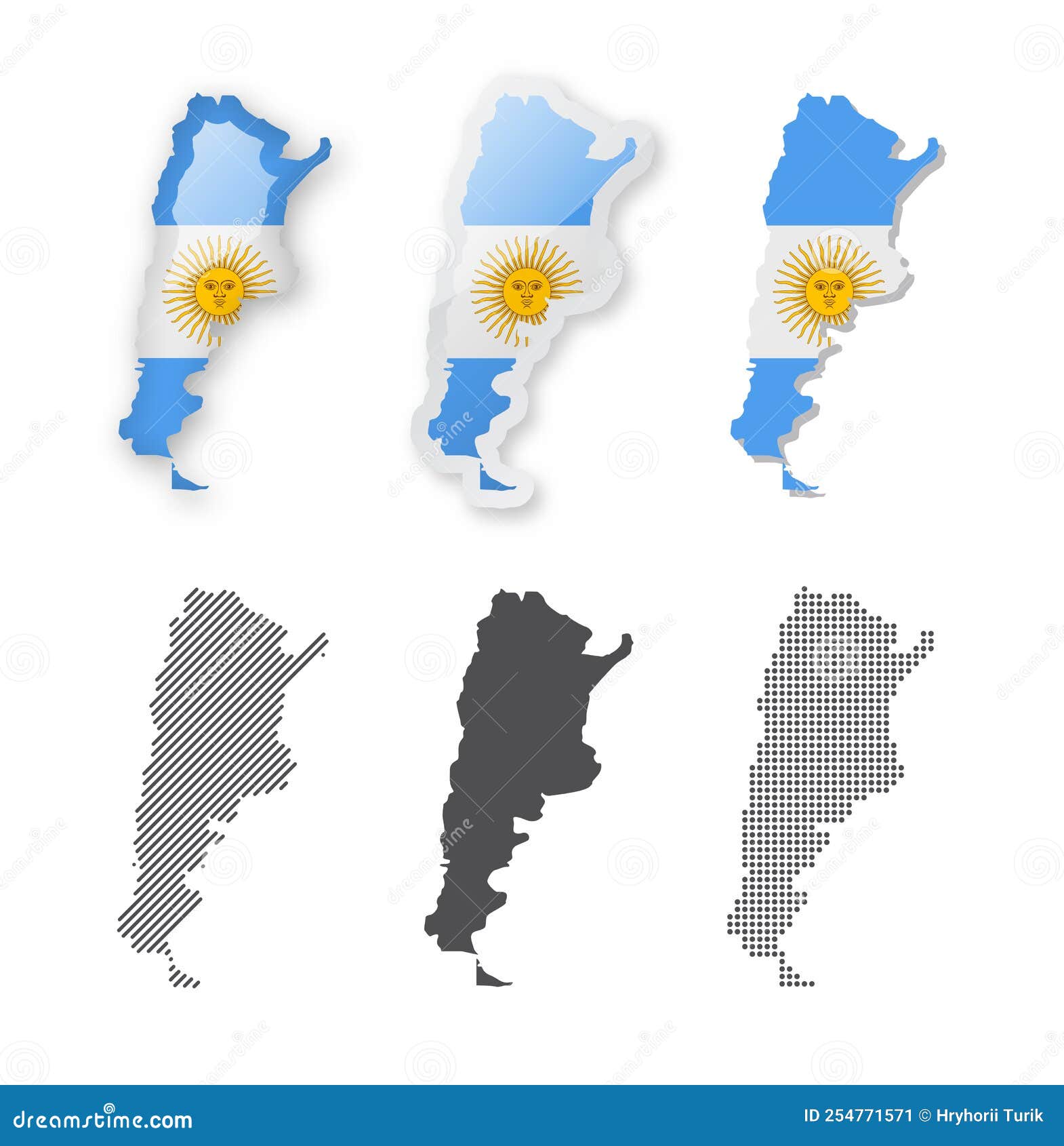 Argentina - Maps Collection. Six Maps of Different Designs Stock ...