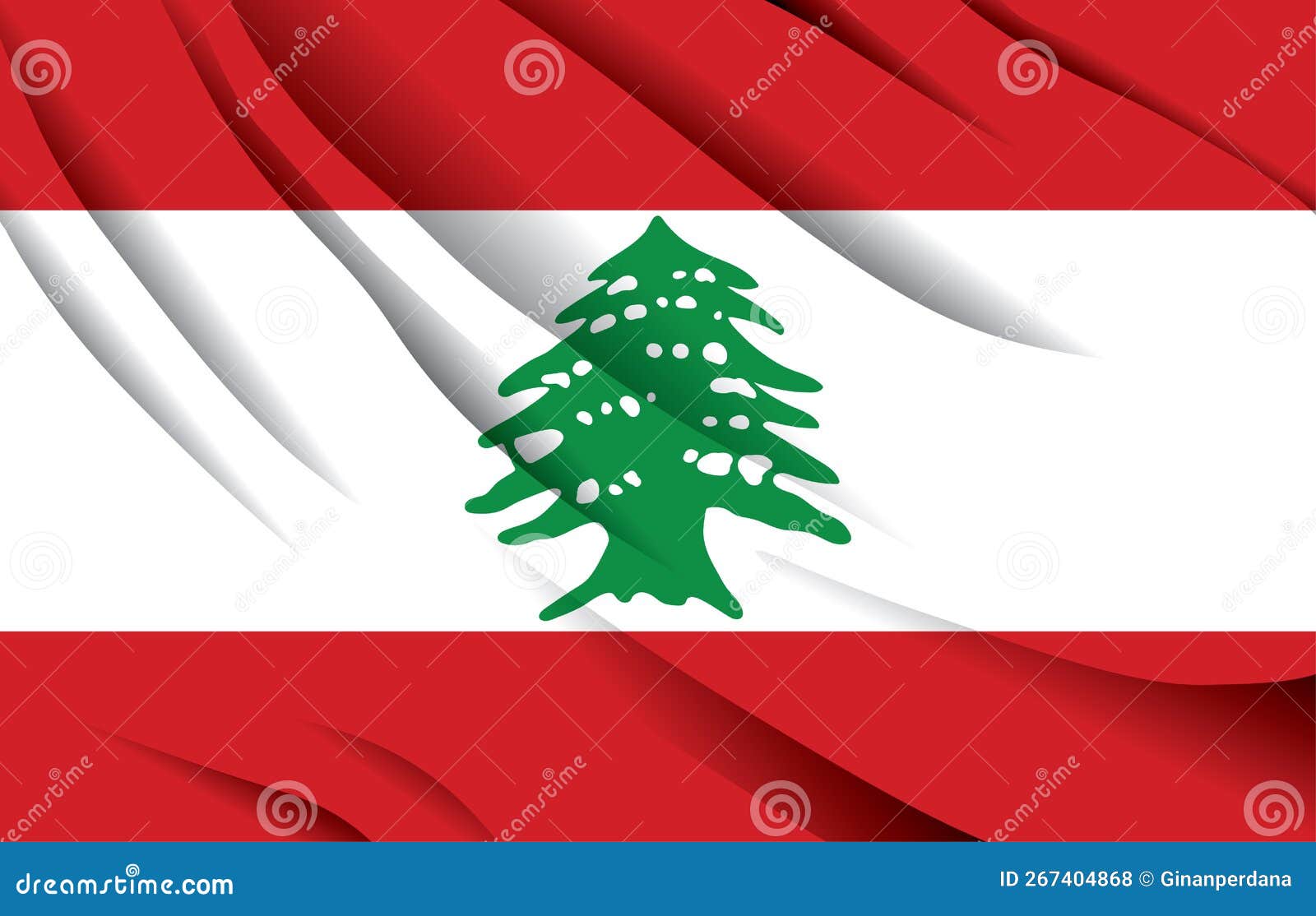 Lebanon National Flag Waving Realistic Vector Illustration Stock Vector ...