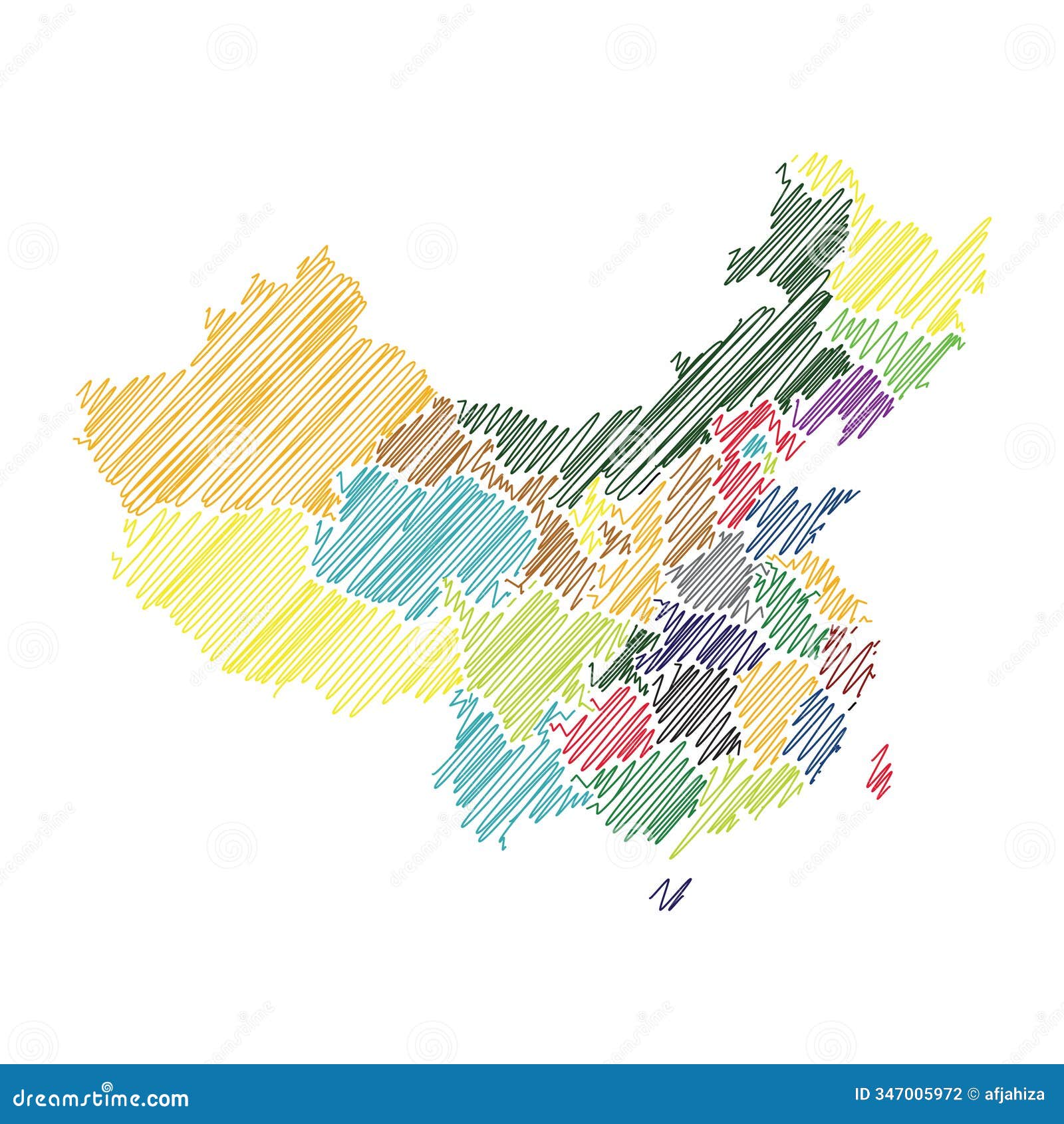 China with Provinces, Thread Map Line Vector Illustration 1 Stock ...