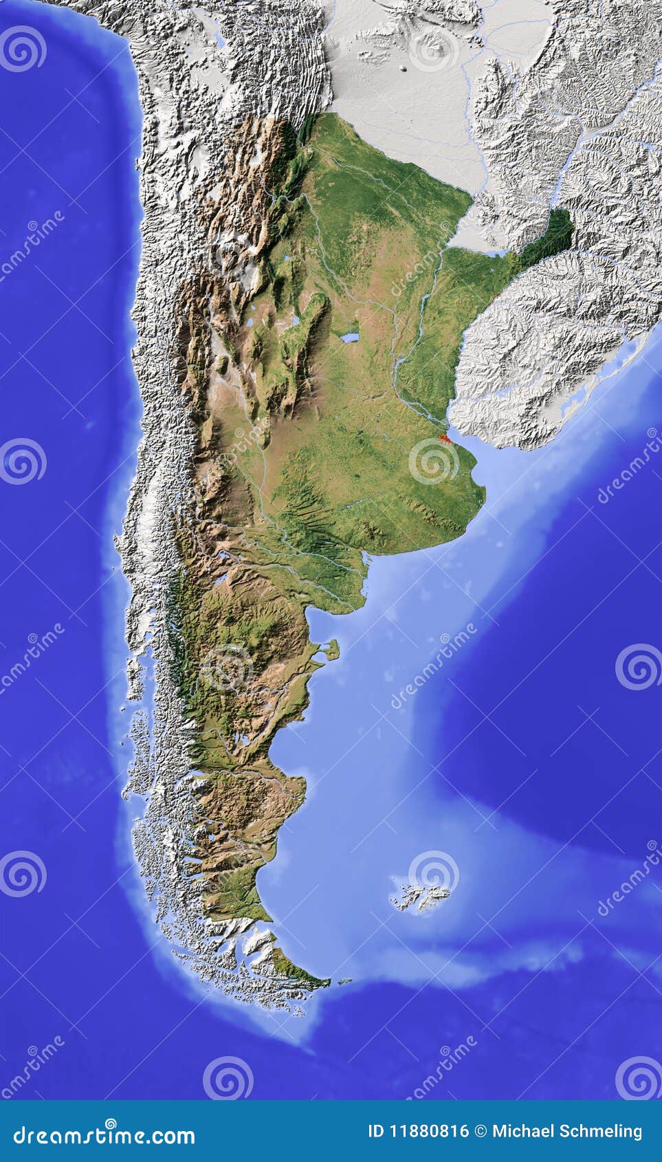 Argentina, Shaded Relief Map Royalty Free Stock Image - Image: 11880816
