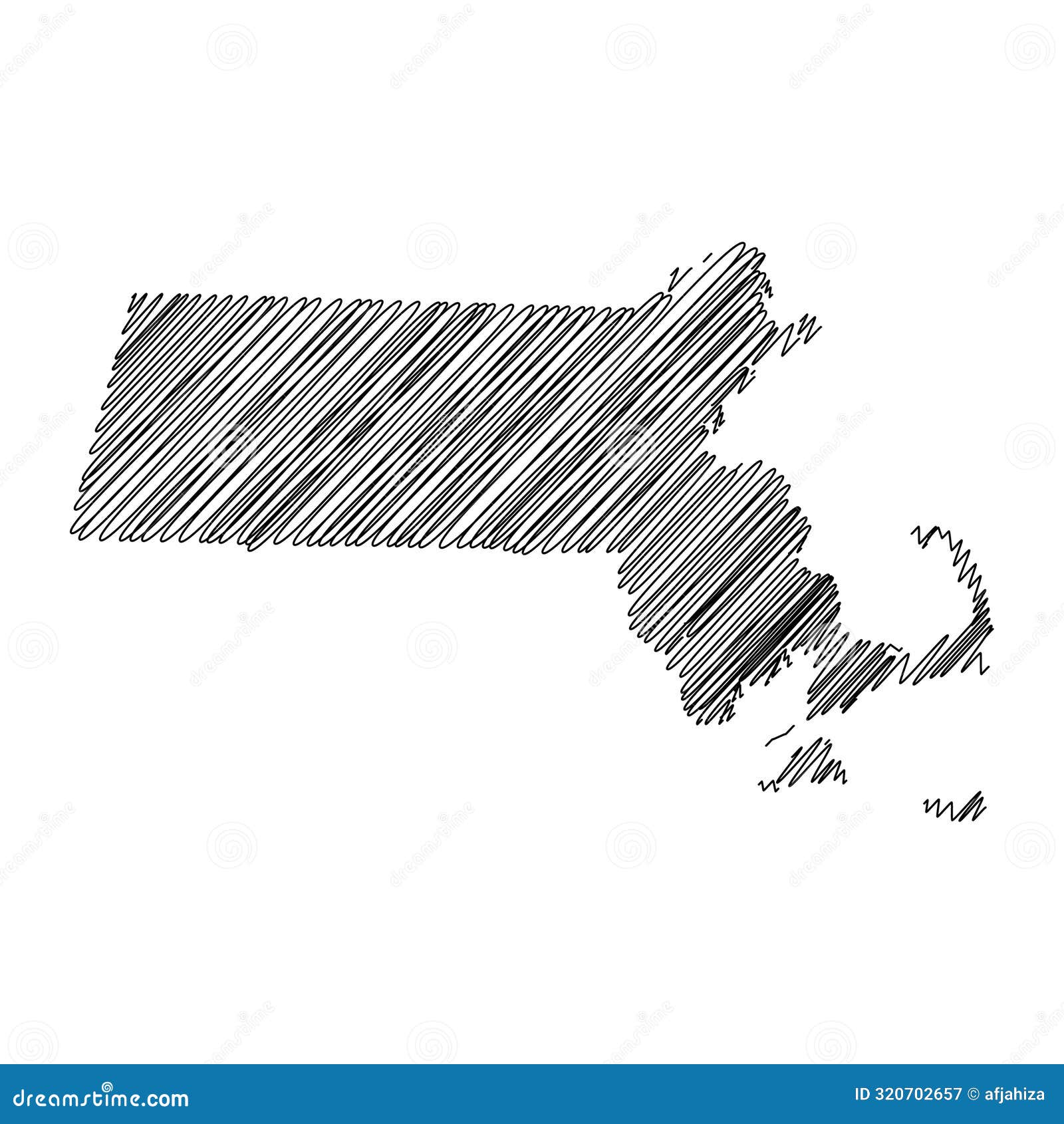 Massachusetts US State Thread Map Line Vector Illustration Stock Vector ...