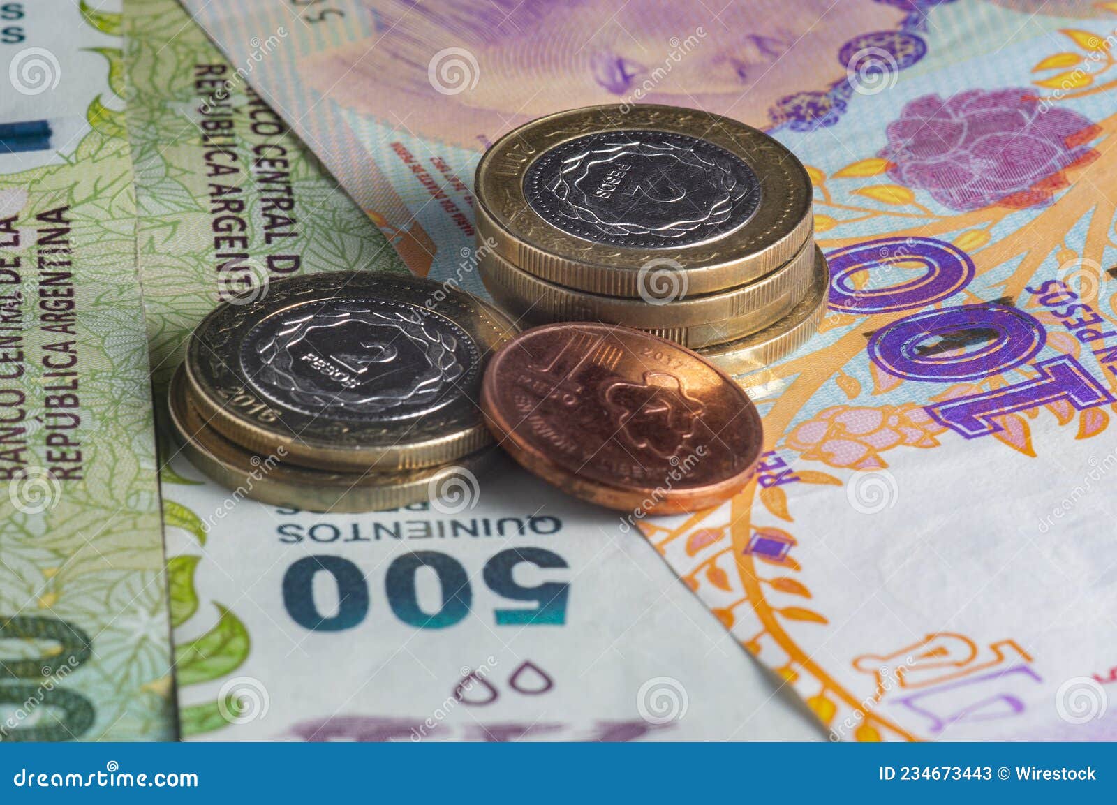 Argentine Different Values Coins and Bills Stock Image - Image of ...