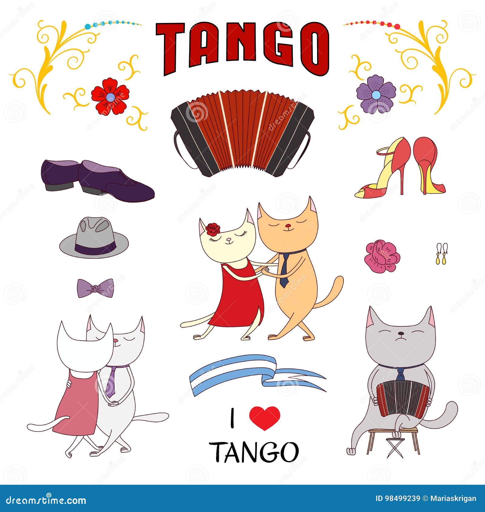 Argentine Tango Design Elements Cartoon Vector | CartoonDealer.com ...