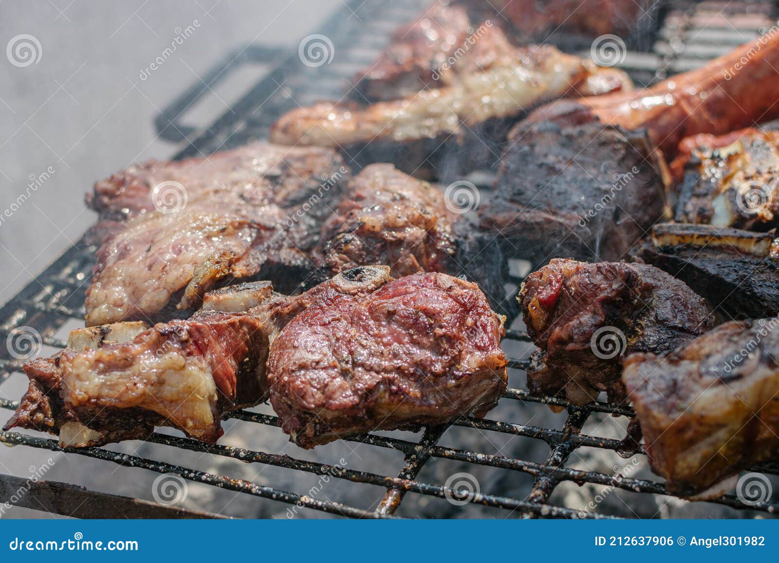 Argentinian Grilled Meat Cooking - Asado Argentino Stock Photo - Image ...