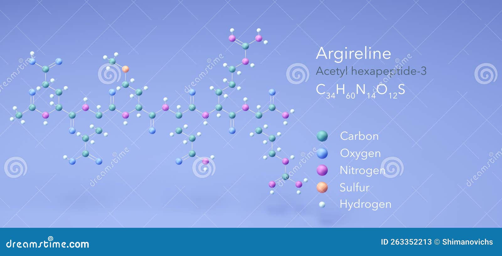 Argireline Molecule, Structural Chemical Formula, Ball-and-stick Model ...