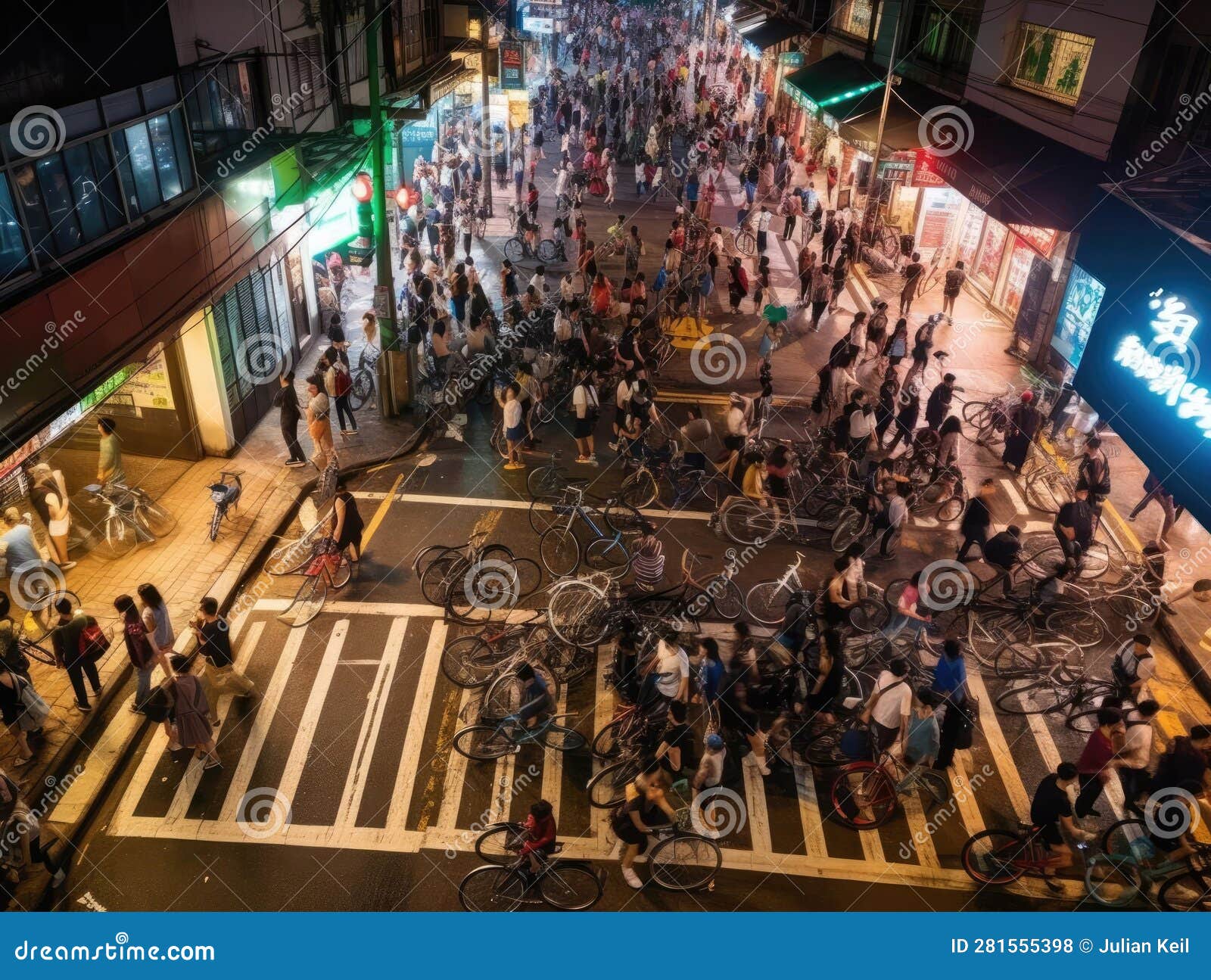 ARglasseswearing Commuters Walk through Crowded Intersection Stock ...