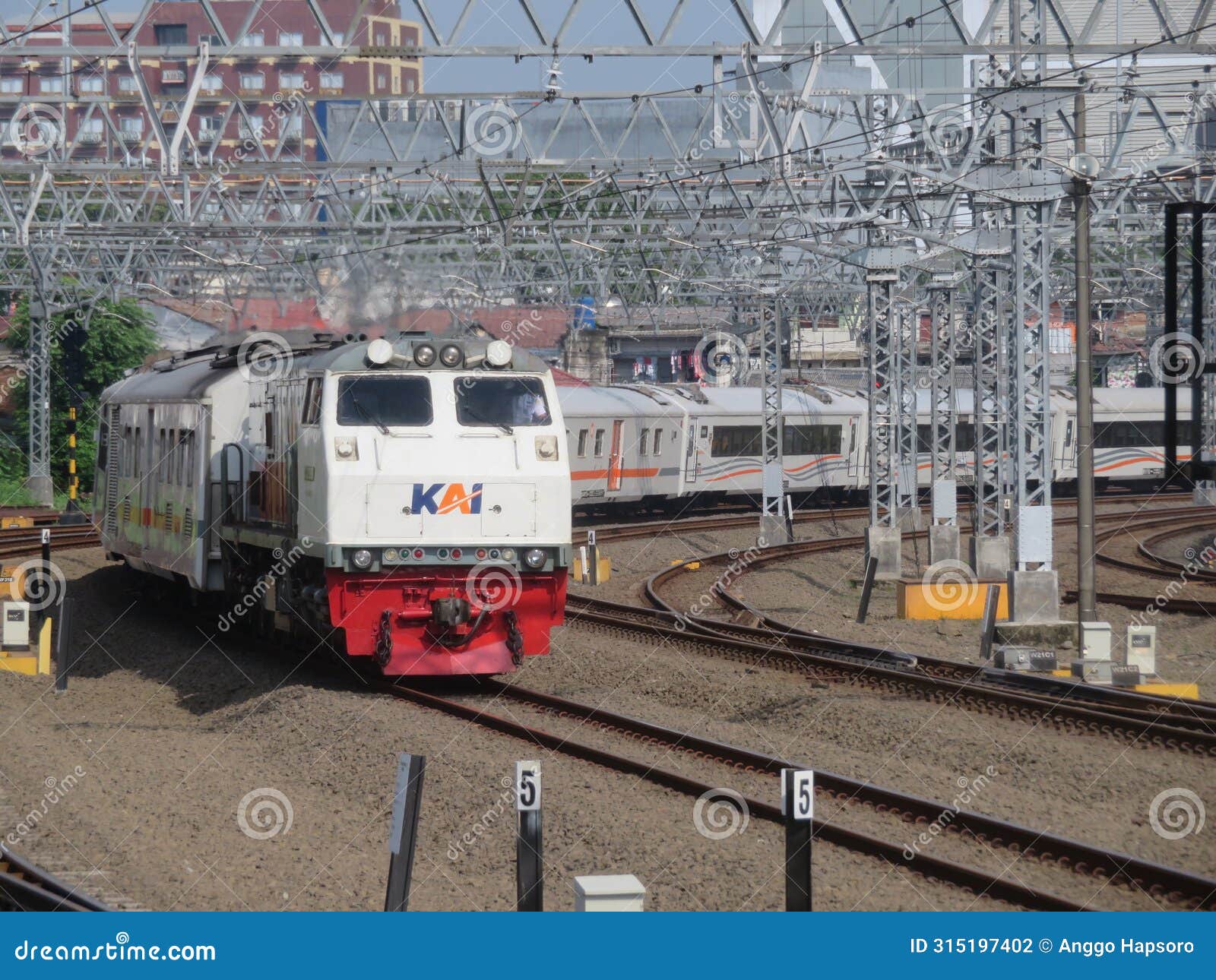 Train Passes through a Sharp Bend Approaching Jatinegara Station ...