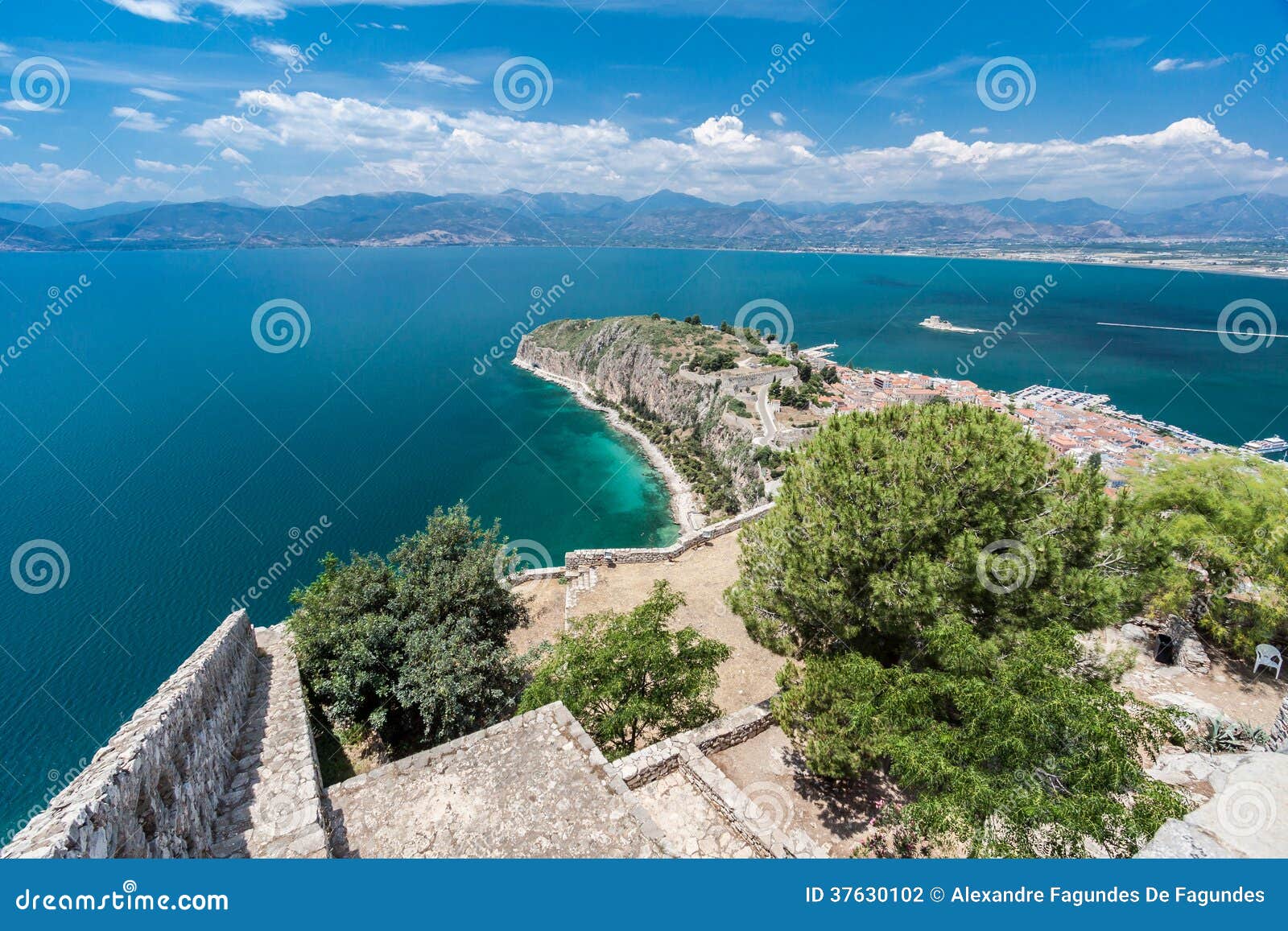 Argolic Gulf Palamidi Castle Nafplio Greece Stock Photo - Image of ...