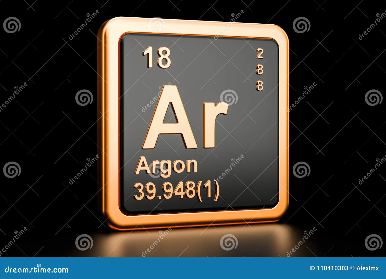 Argon Ar Chemical Element. 3D Rendering Stock Illustration ...