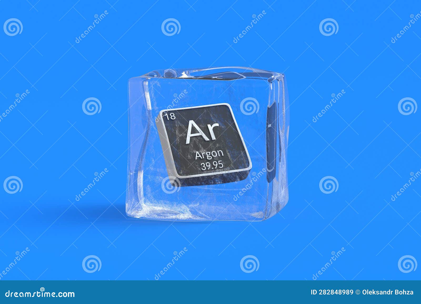 Argon Ar Chemical Element of Periodic Table in Ice Cube Stock ...