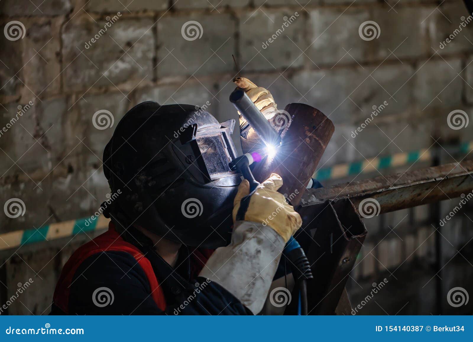Argon Arc Welding Control Sample of Carbon Steel Pipes Stock Image ...