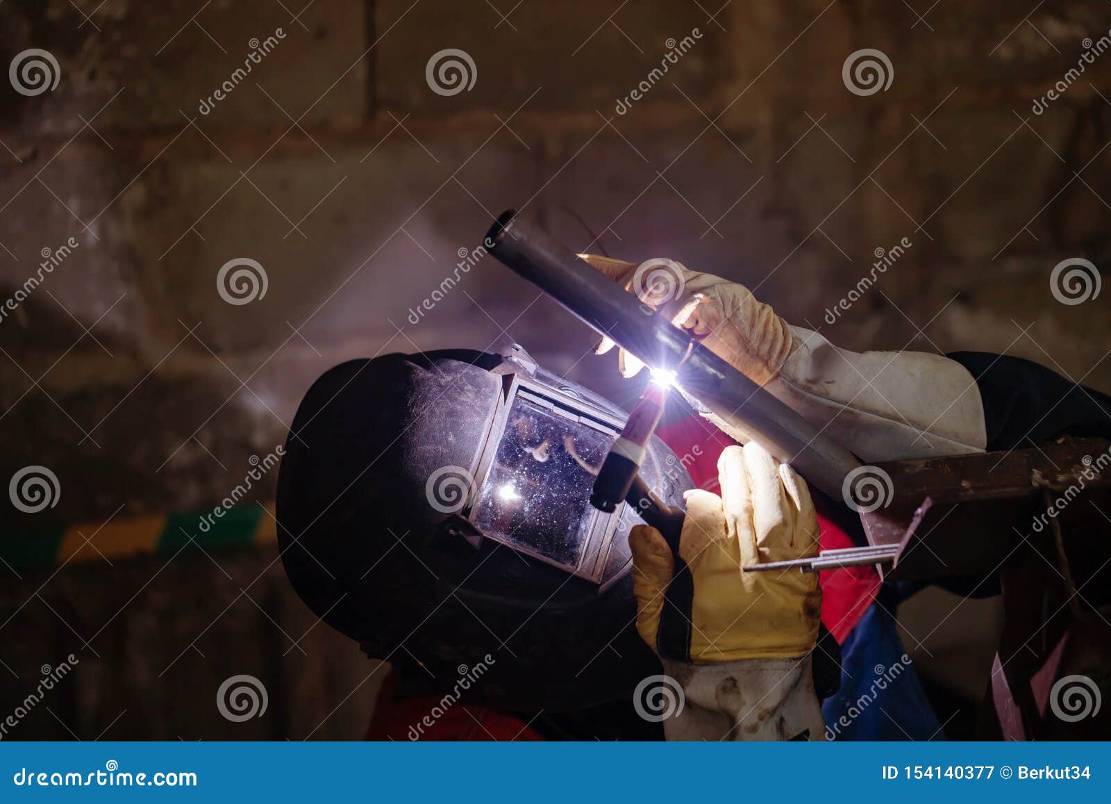 Argon Arc Welding Control Sample of Carbon Steel Pipes Stock Image ...