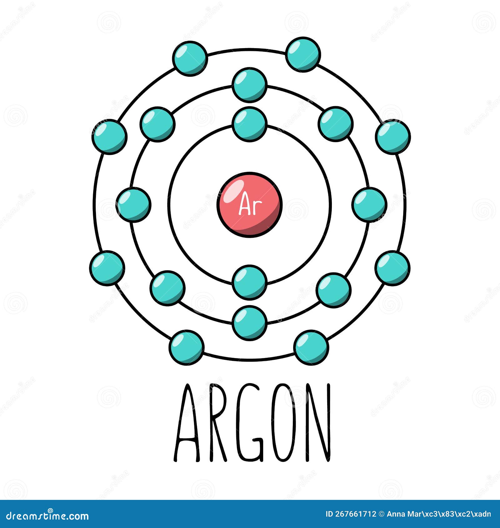 Argon Atom Bohr Model Stock Vector Illustration Of Design 267661712