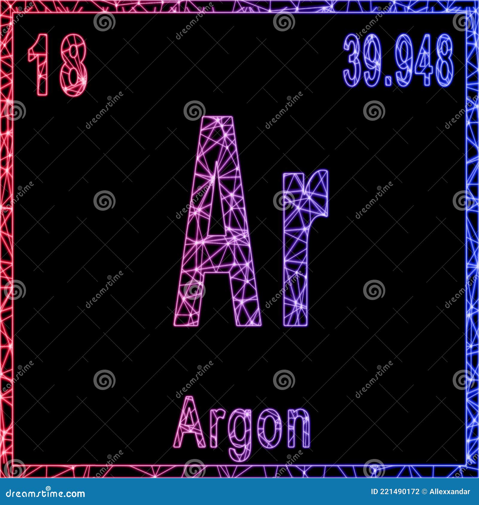 Argon Ar Chemical Element. Argon Sign With Atomic Number. Chemical 18 ...