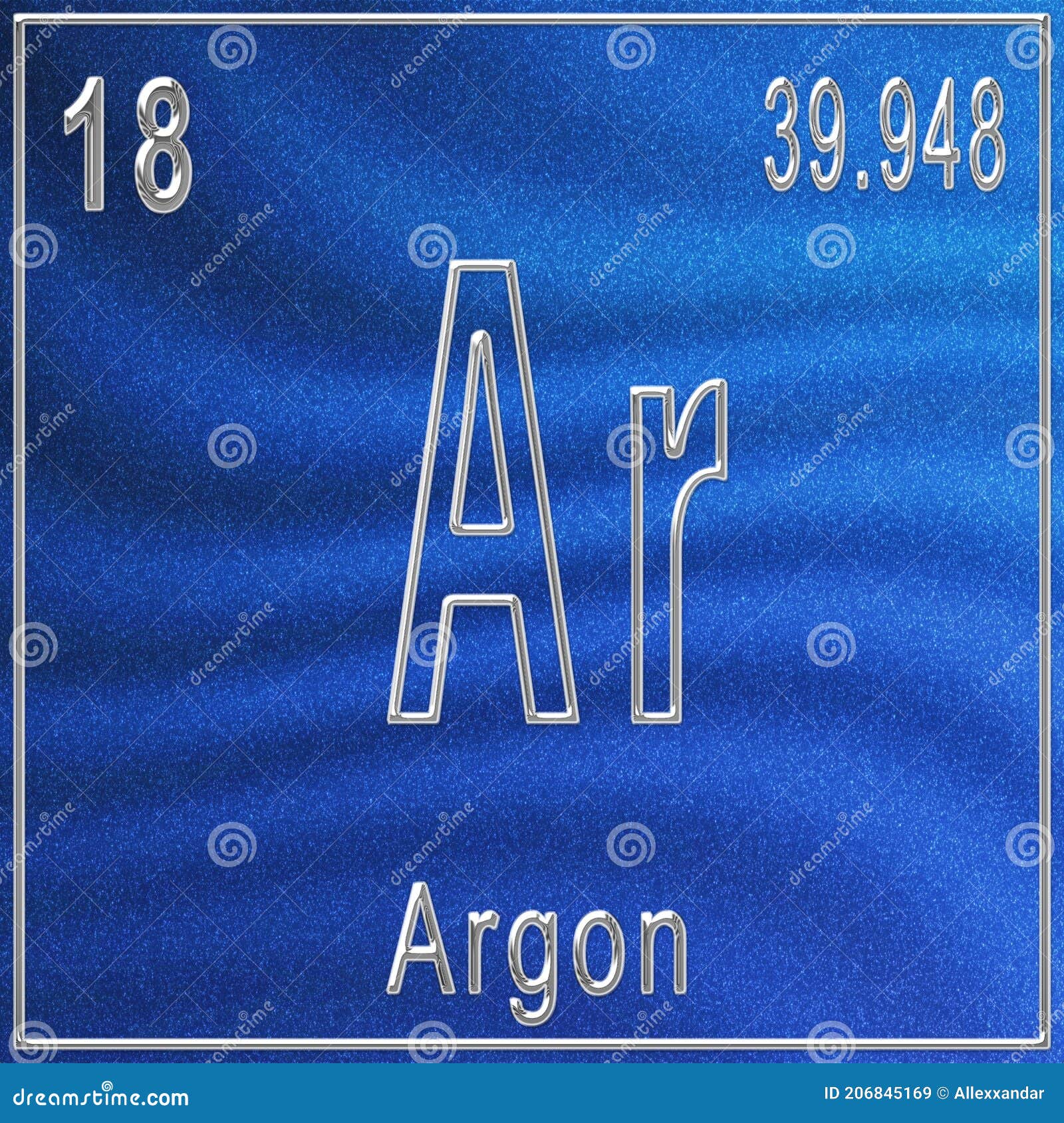 Argon Ar Chemical Element. Argon Sign With Atomic Number. Chemical 18 ...