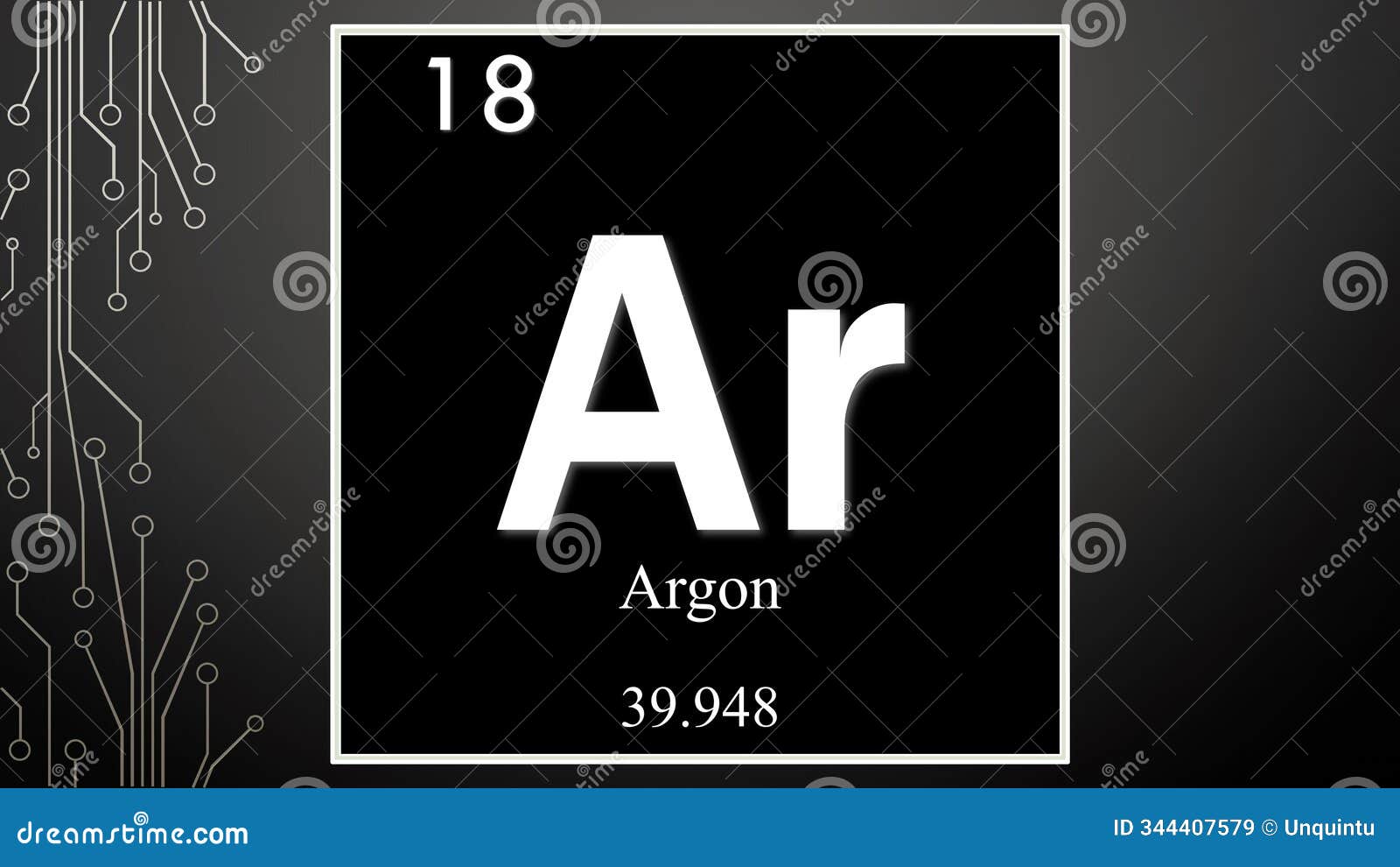 Argon Chemical Element Symbol on Black Abstract Background Stock ...