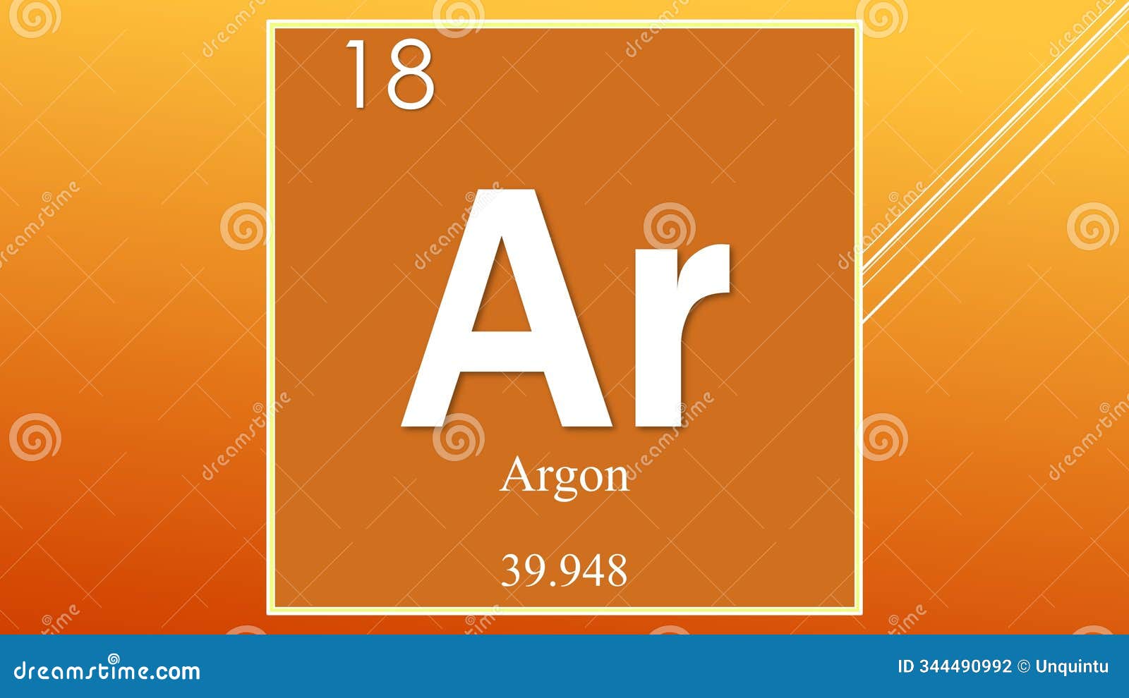 Argon Chemical Element Symbol on Orange Abstract Background Stock ...