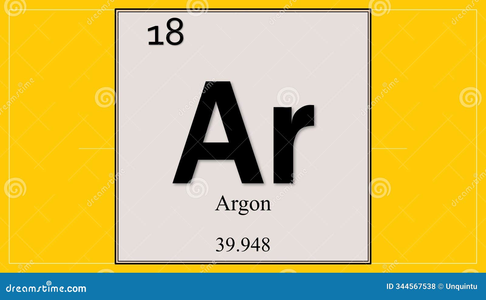 Argon Chemical Element Symbol on Yellow Abstract Background Stock ...