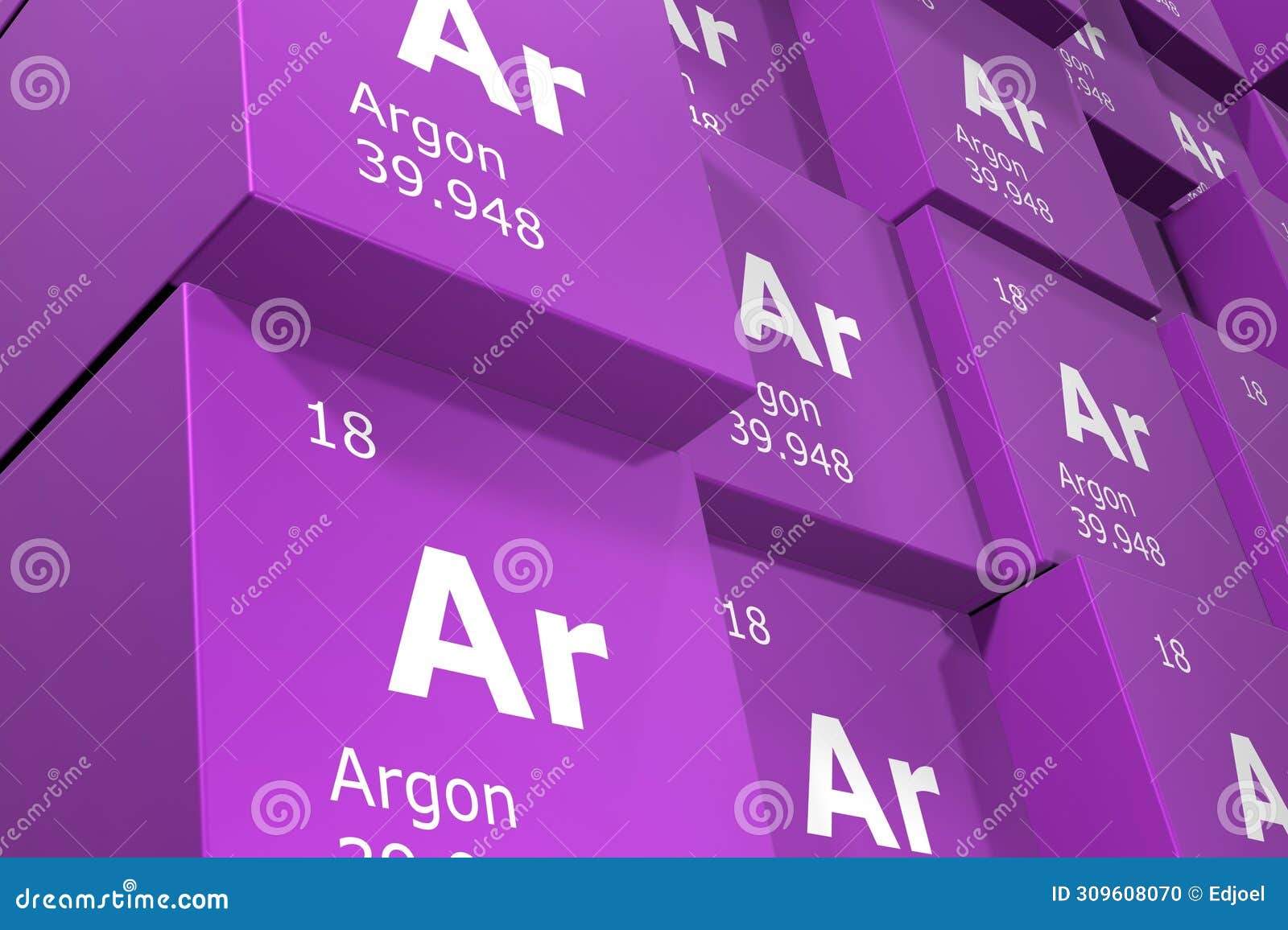 Argon, 3D Rendering Background Of Cubes Of Symbols Of The Elements Of ...
