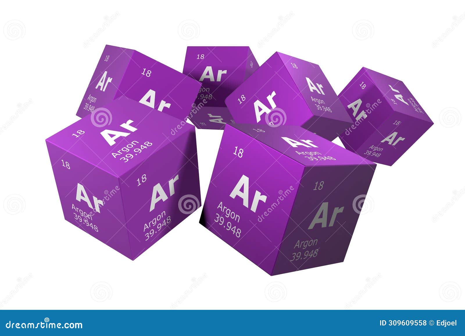 Argon, 3D Rendering of Symbols of the Elements of the Periodic Table ...