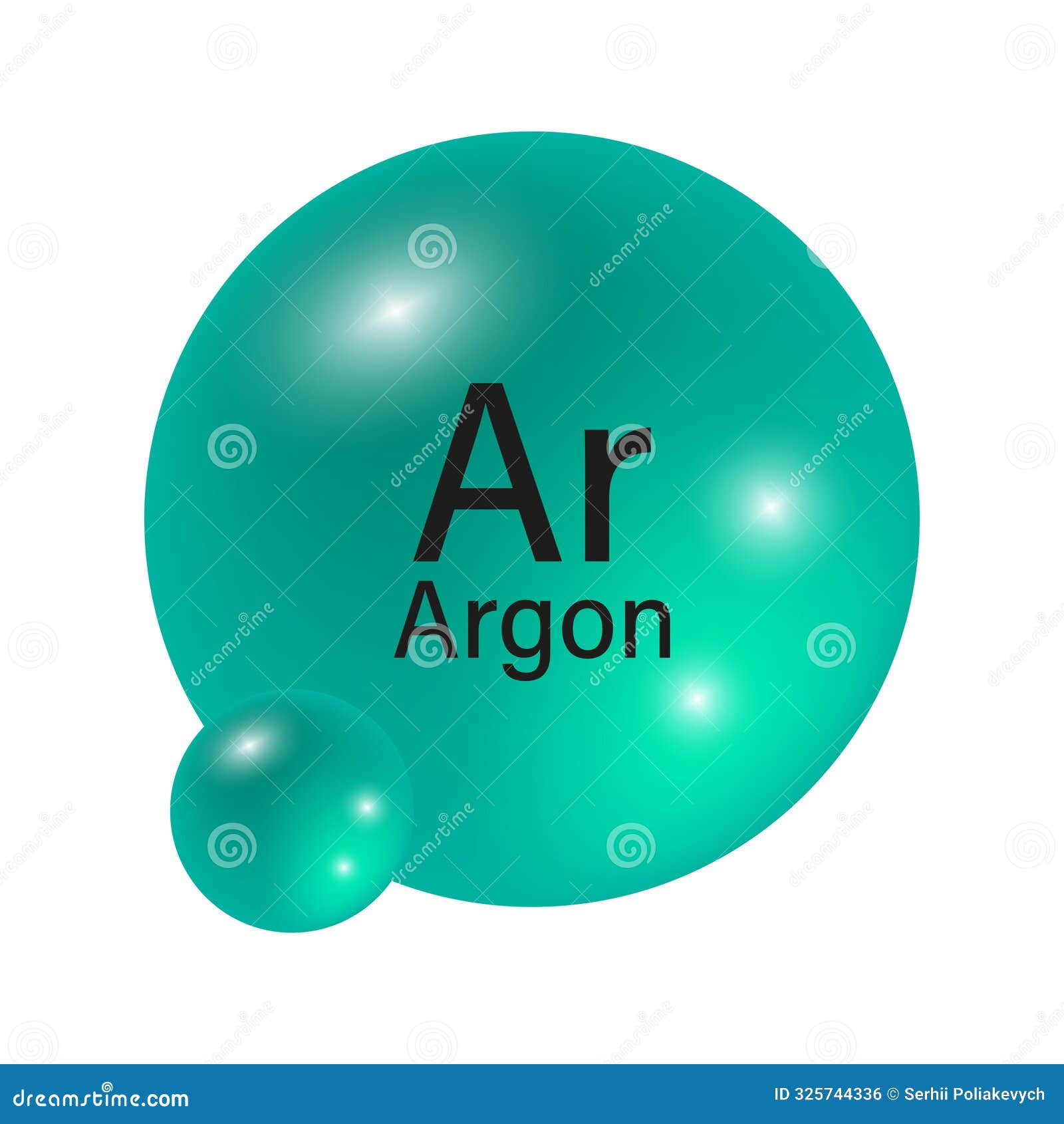 Argon Element Icon. Glossy Teal Sphere. Chemical Symbol Ar. Vector ...
