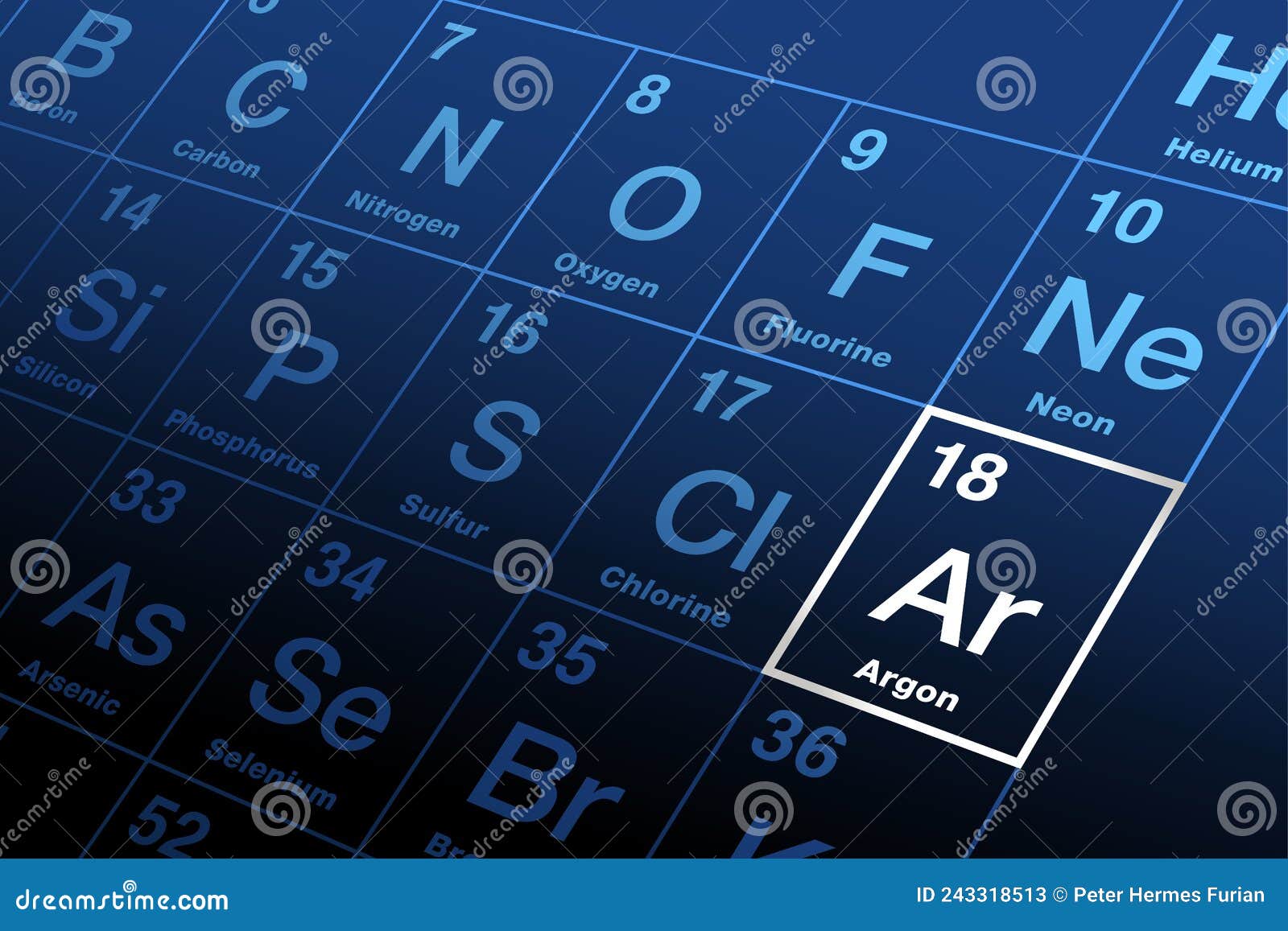 Argon on Periodic Table of the Elements, with Element Symbol Ar Stock ...