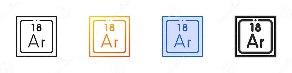 Argon Icon.Thin Linear, Gradient, Blue Stroke and Bold Style Design Isolated on White Background ...