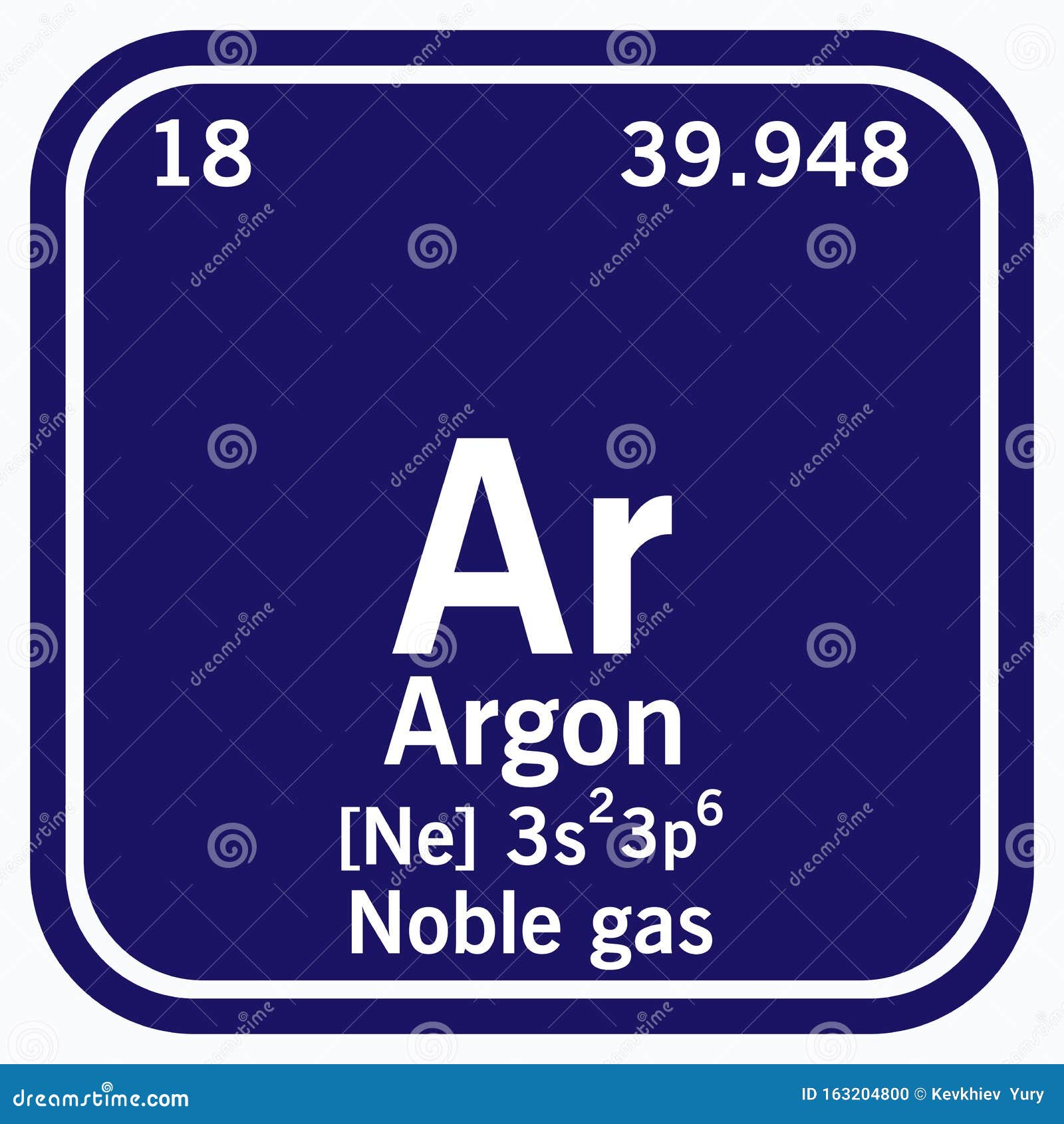 Argon Periodic Table of the Elements Vector Stock Vector - Illustration ...