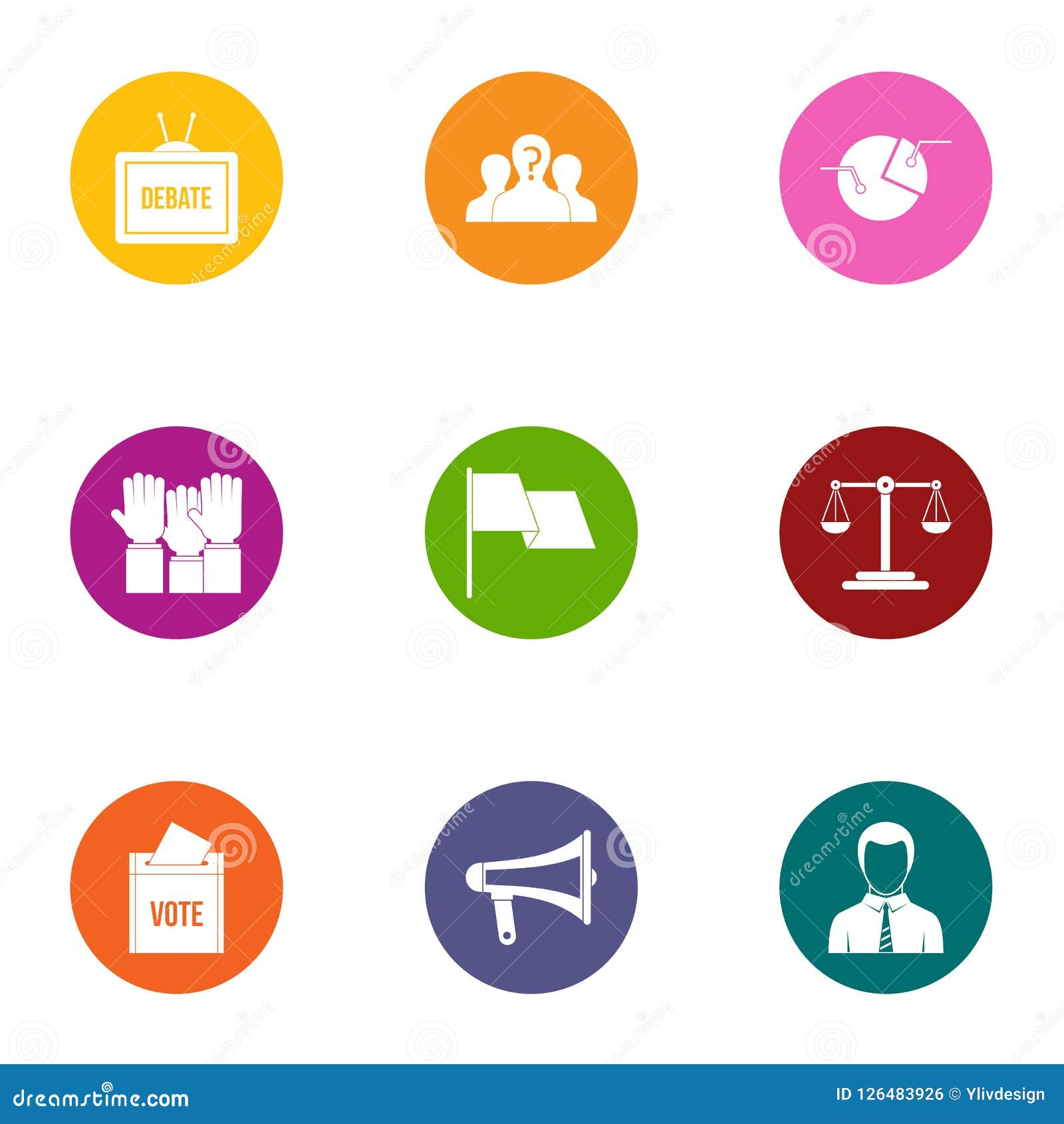 Argue Icons Set, Flat Style Stock Vector - Illustration of argue ...