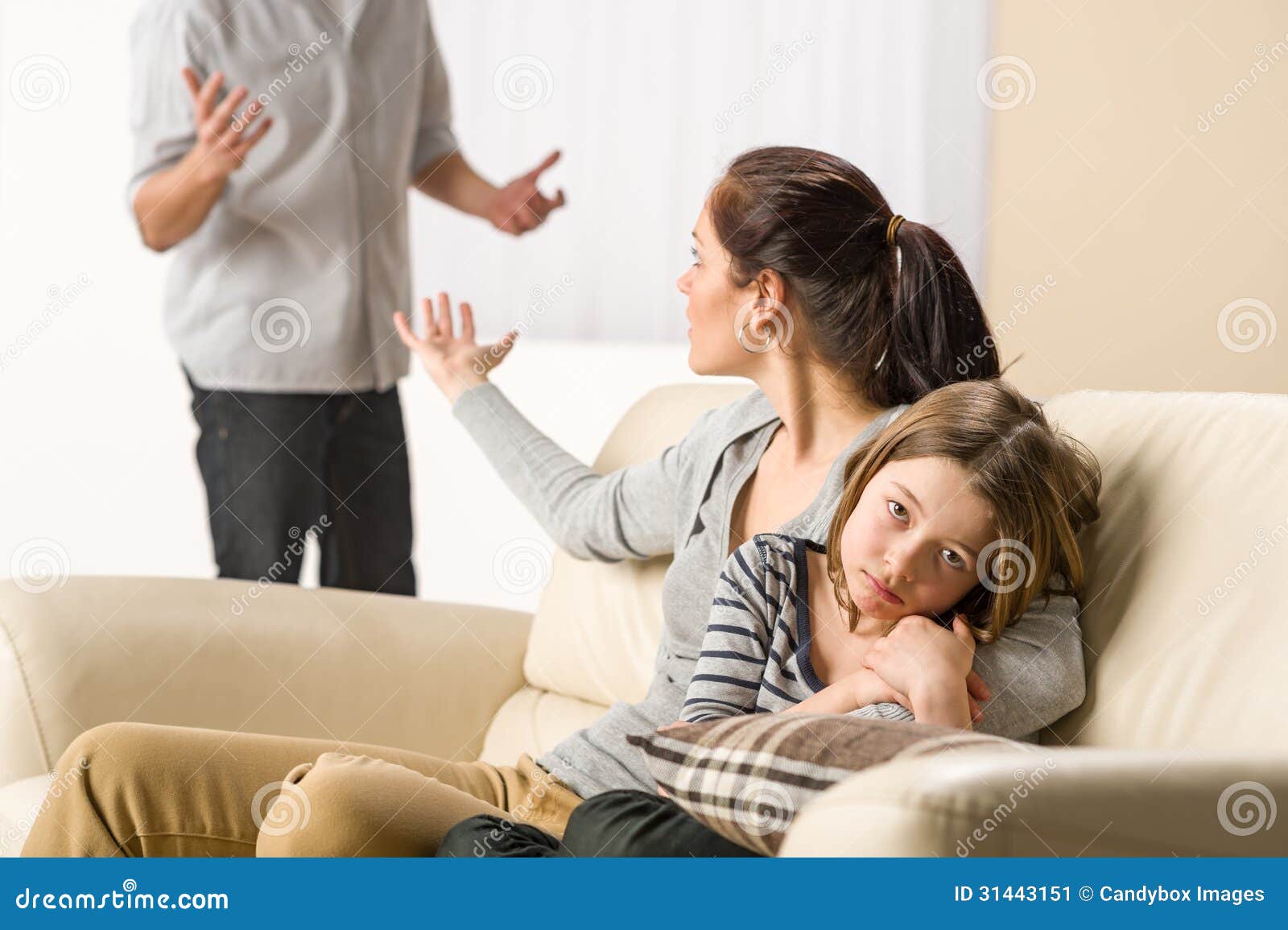 Arguing Parents with Sad Little Girl Stock Image - Image of parents ...