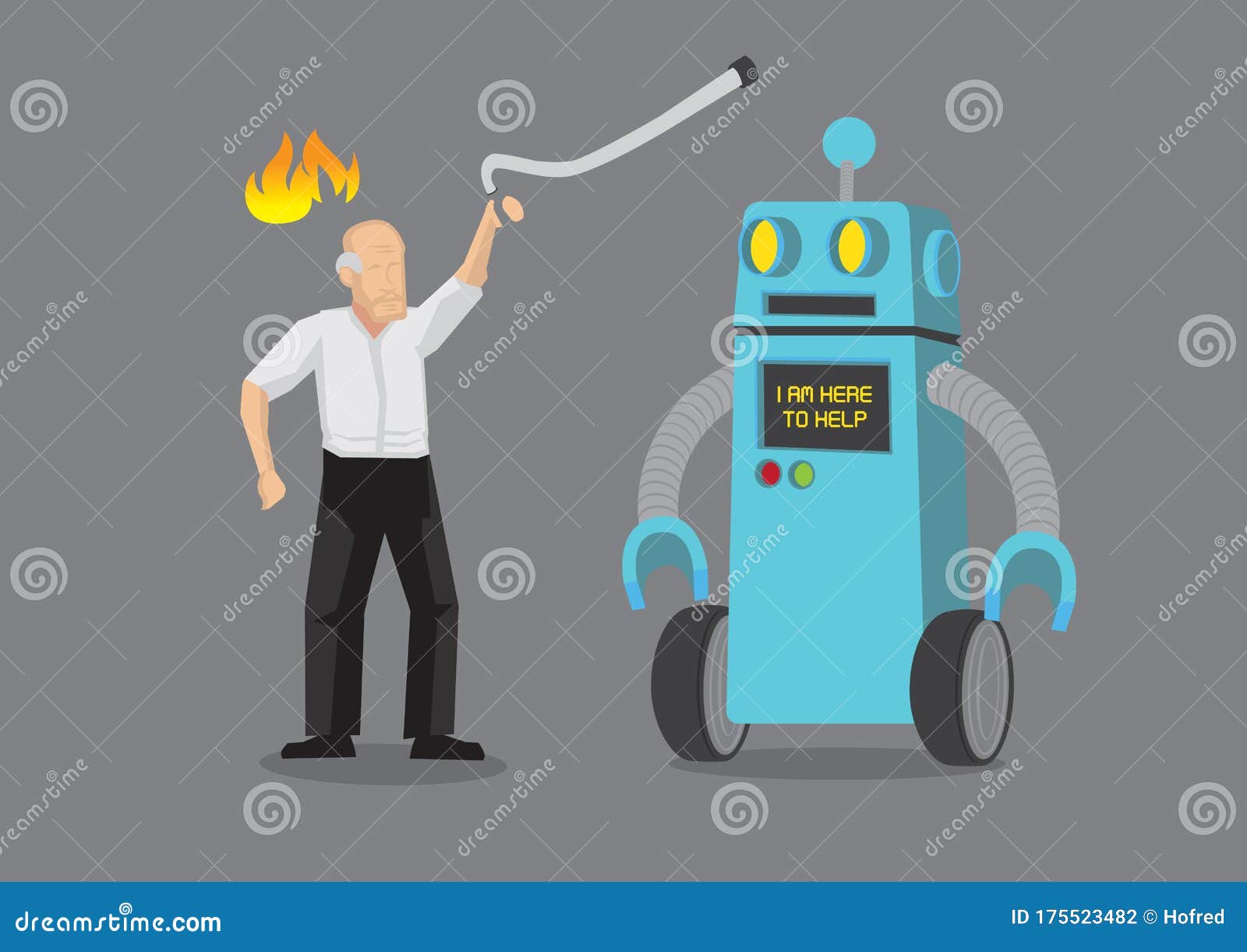 Argument between an Elderly Man and a Robot. Depicts the Problem of ...