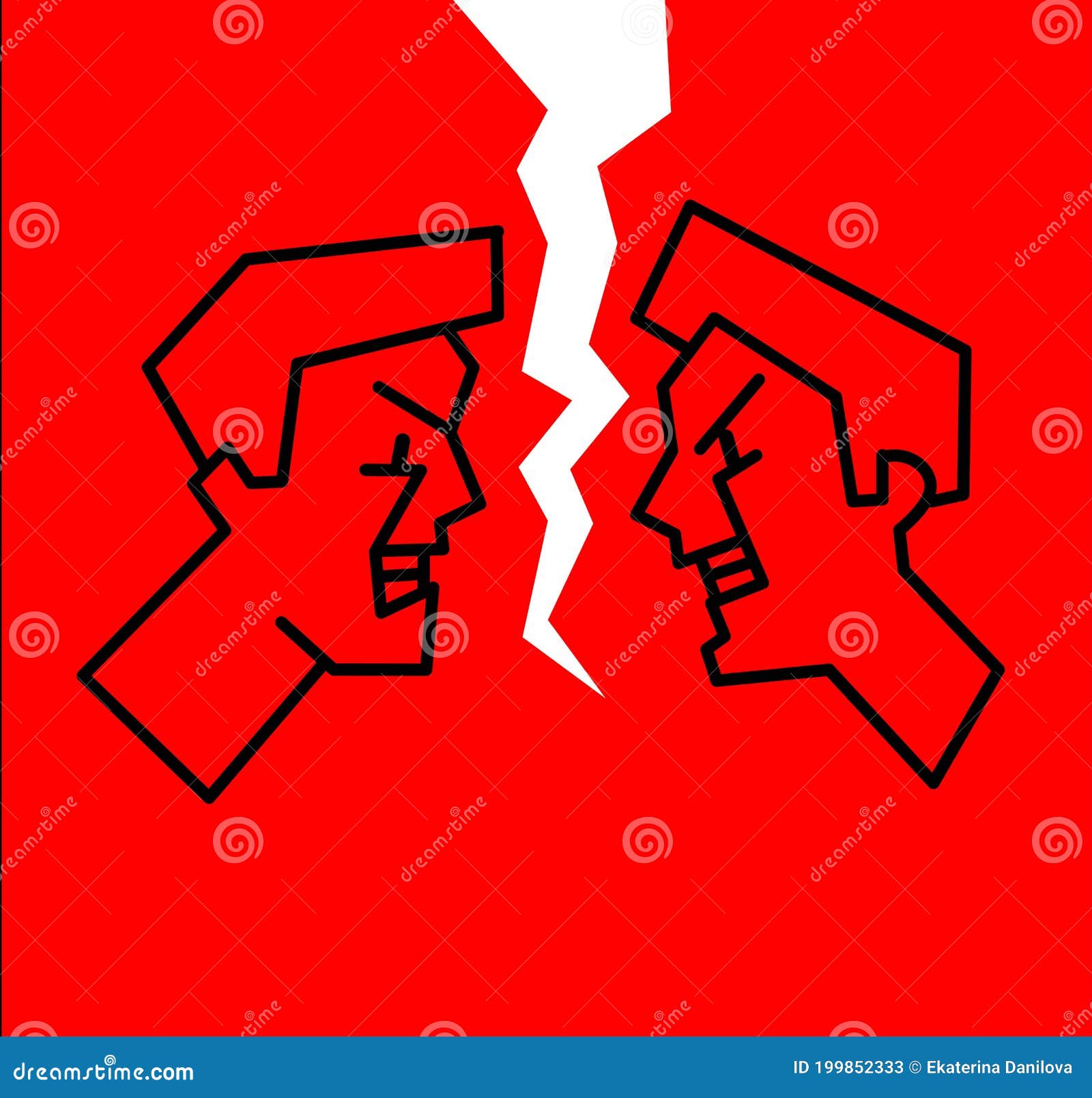 An Argument between Two People. Linear Drawing Stock Vector ...