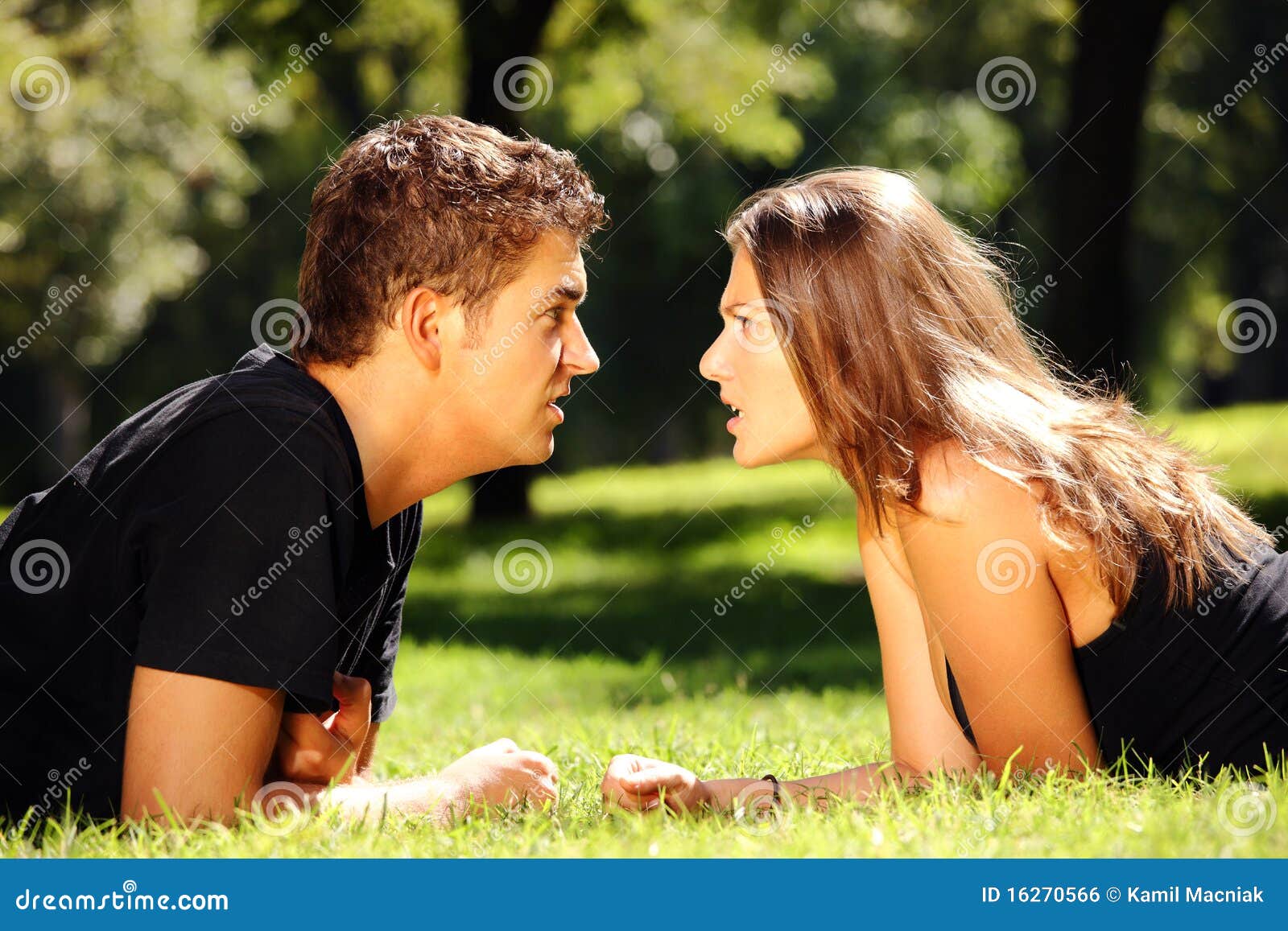 Argument of young couple stock photo. Image of park, green - 16270566