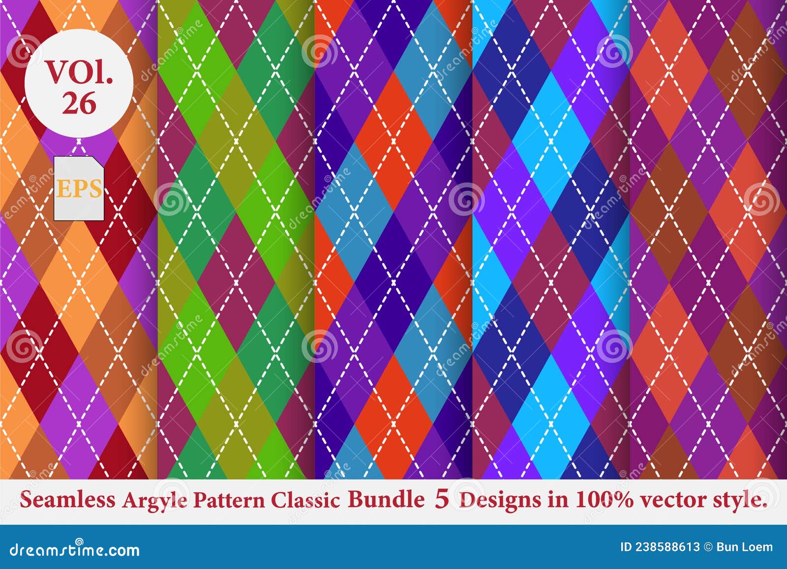 Argyle Classic Pattern Vector Bundle 5 Designs,Fabric Texture ...