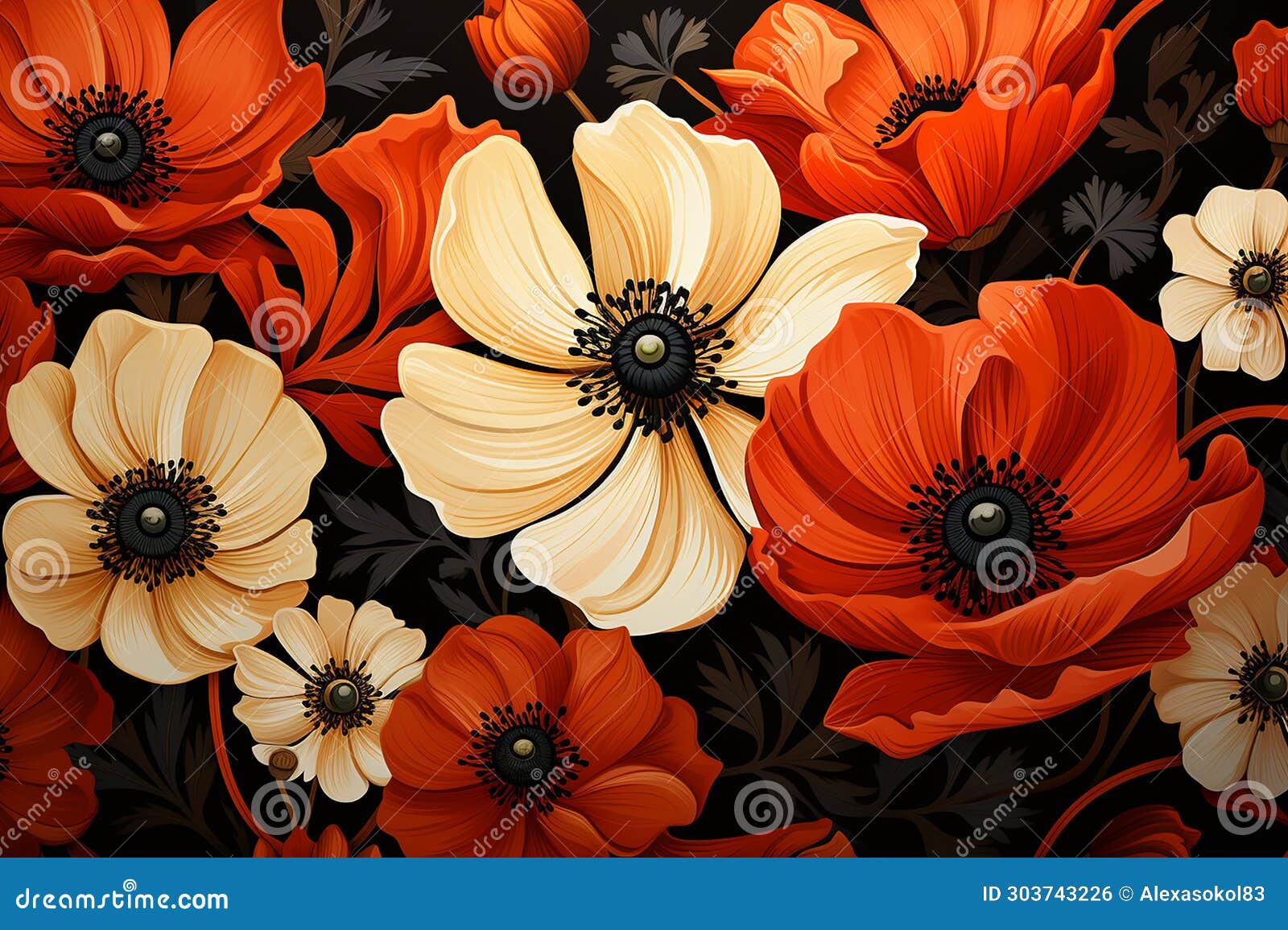 Argyle Daisy Poppy Marigolds Pattern Stock Illustration - Illustration ...