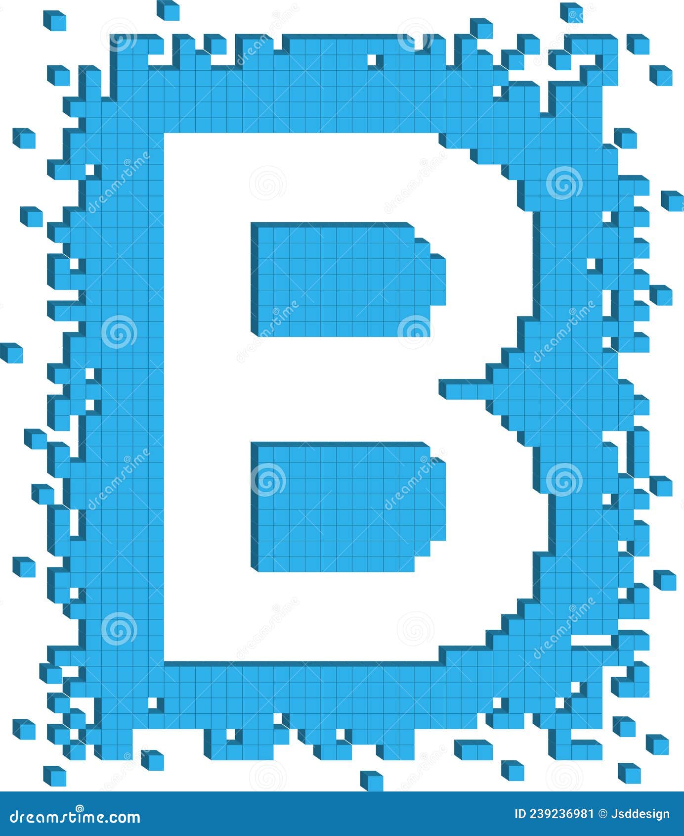 Vector Illustration Alphabet Letter B with Small Blue Cubes Around ...